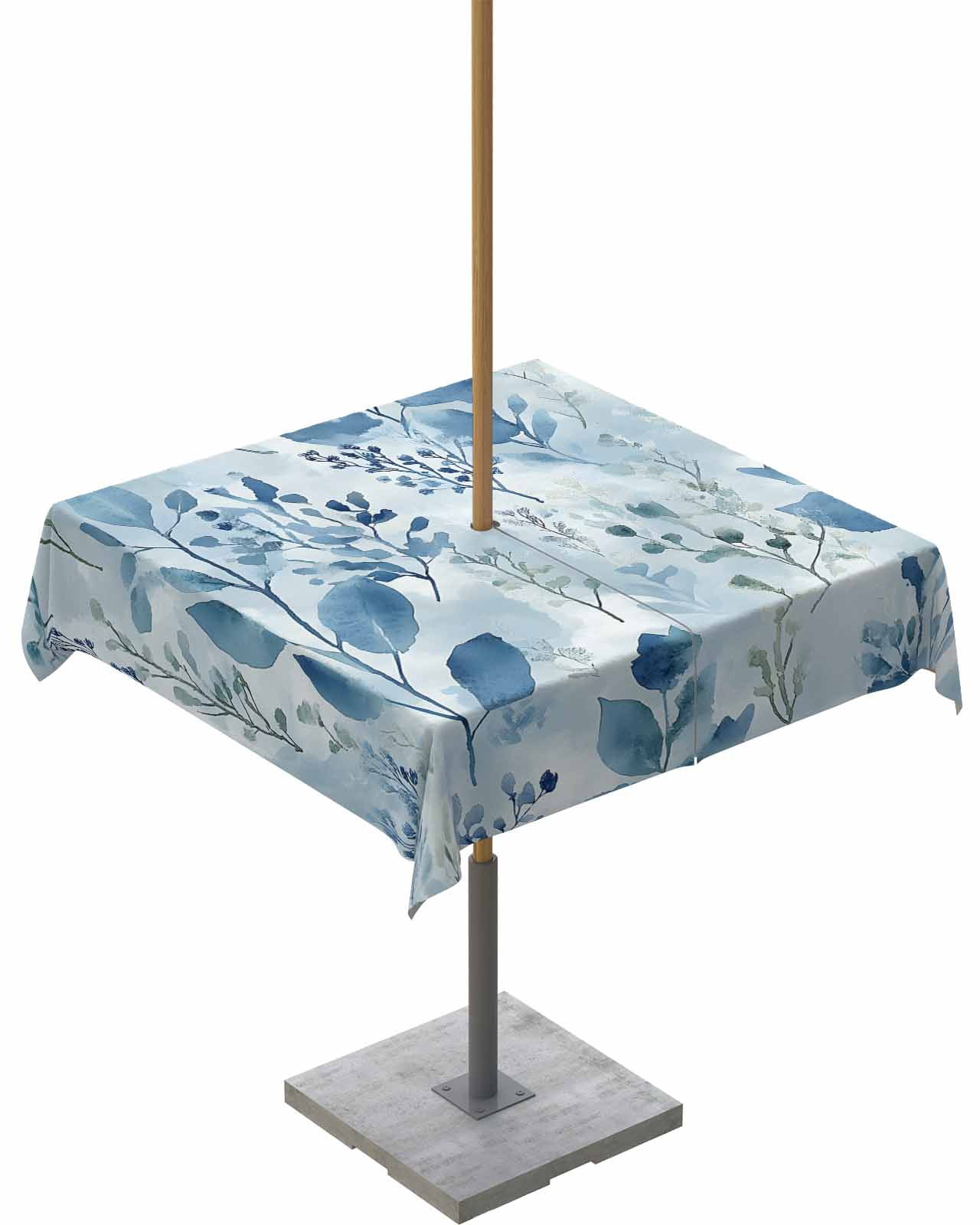nqOlkjepod Blue Botanical Outdoor Tablecloth with Umbrella Hole ...