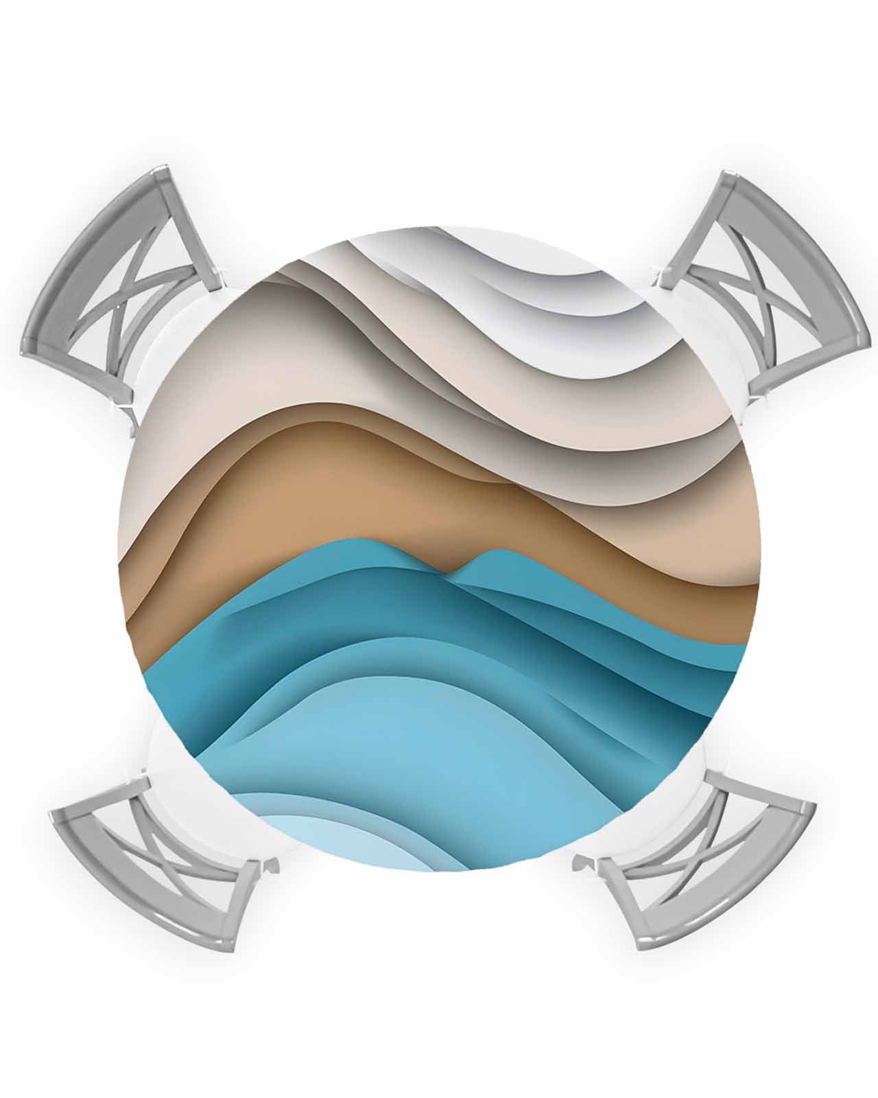 nqOlkjepod Blue Brown Ombre Round Tablecloth, Fitted Table Cover with ...