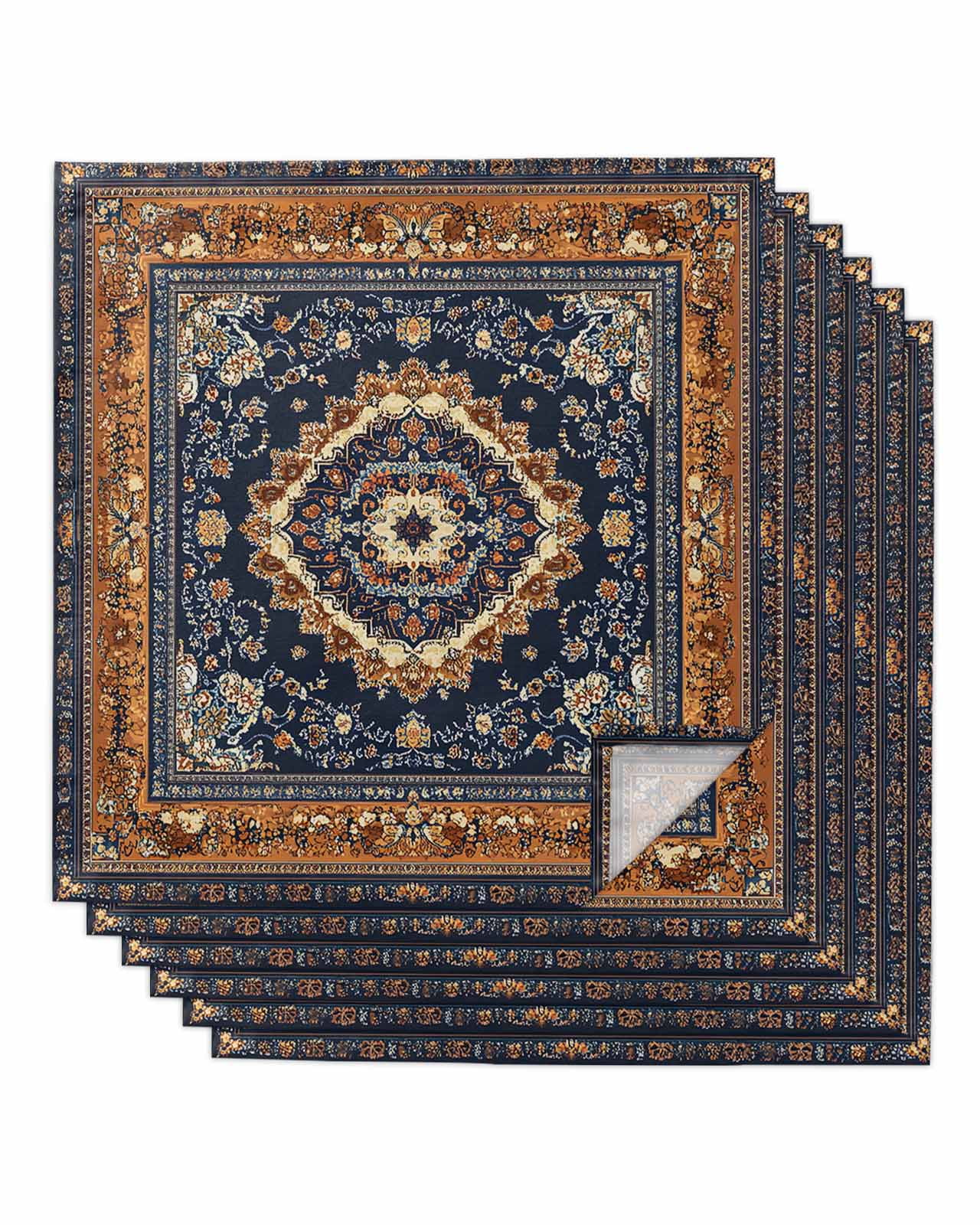 nqOlkjepod Blue Burnt Orange Boho Cloth Napkins Set of 6 Reusable ...