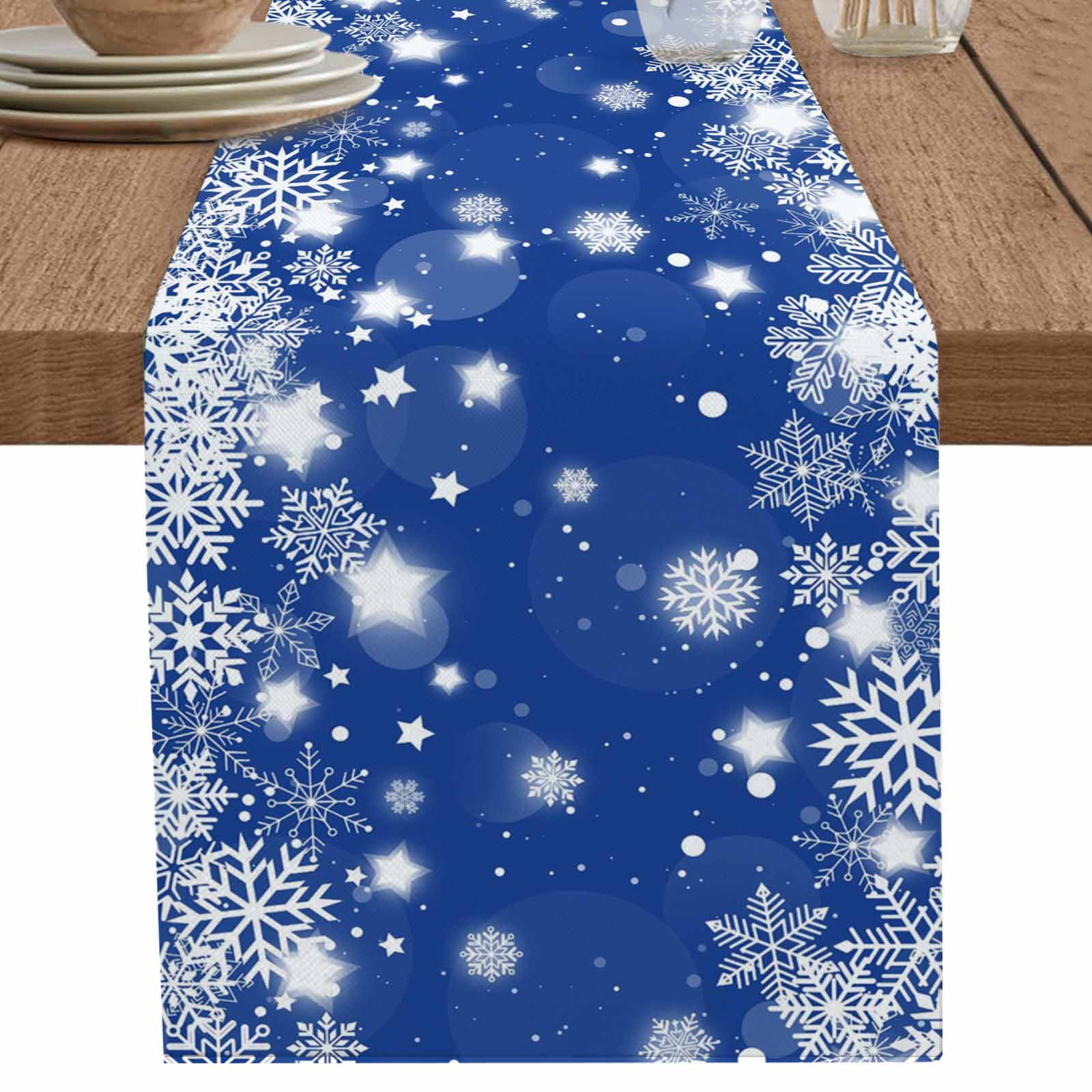 nqOlkjepod Blue Christmas Snowflakes Table Runner 108 Inches Long ...