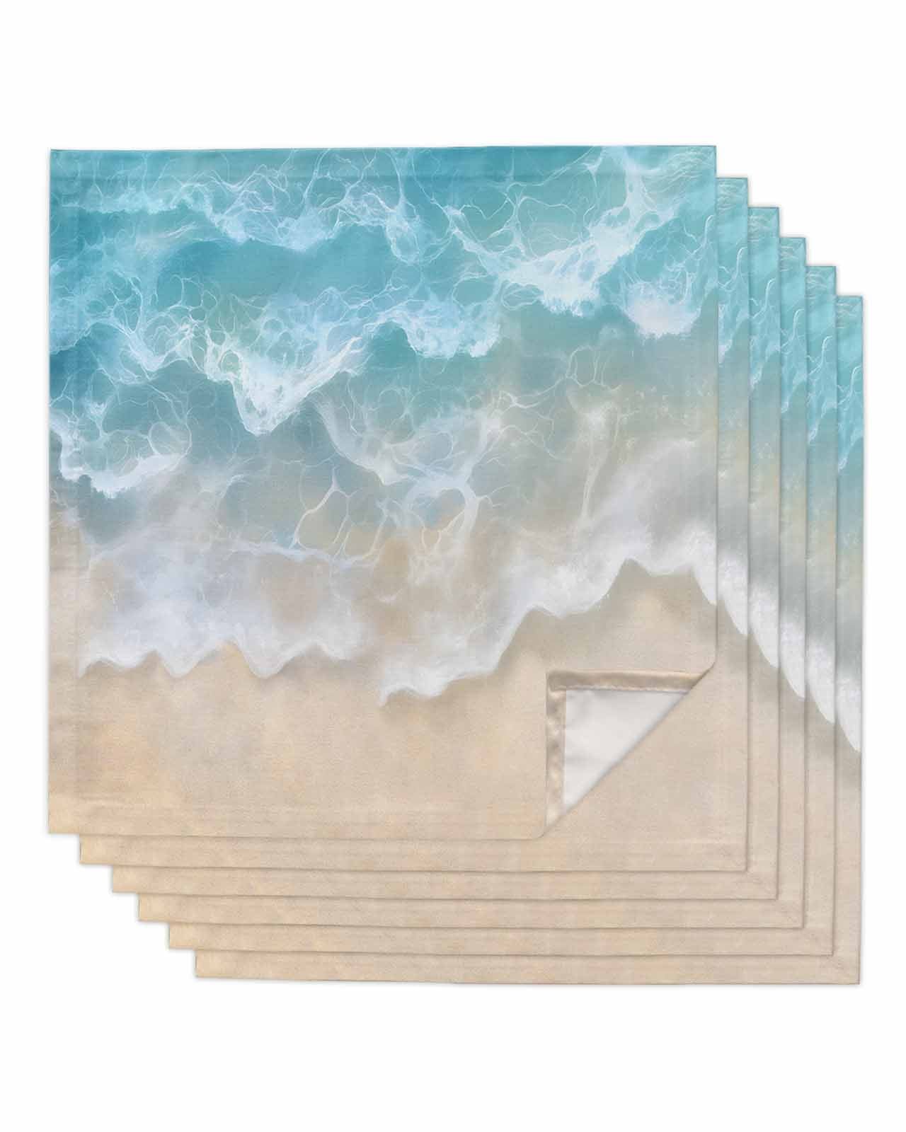 nqOlkjepod Blue Coastal Beach Cloth Napkins Set of 6 Reusable Dinner ...