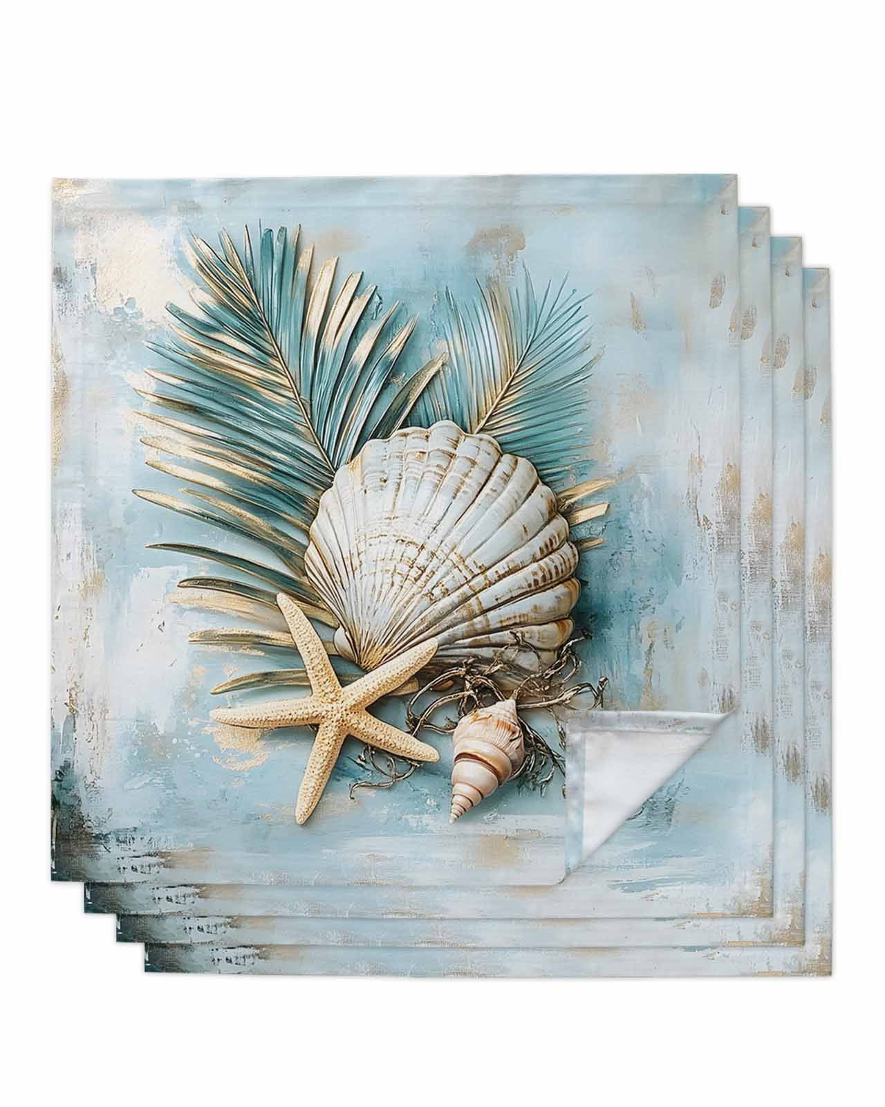 nqOlkjepod Blue Coastal Cloth Napkins Set of 4 Reusable Dinner Napkins ...