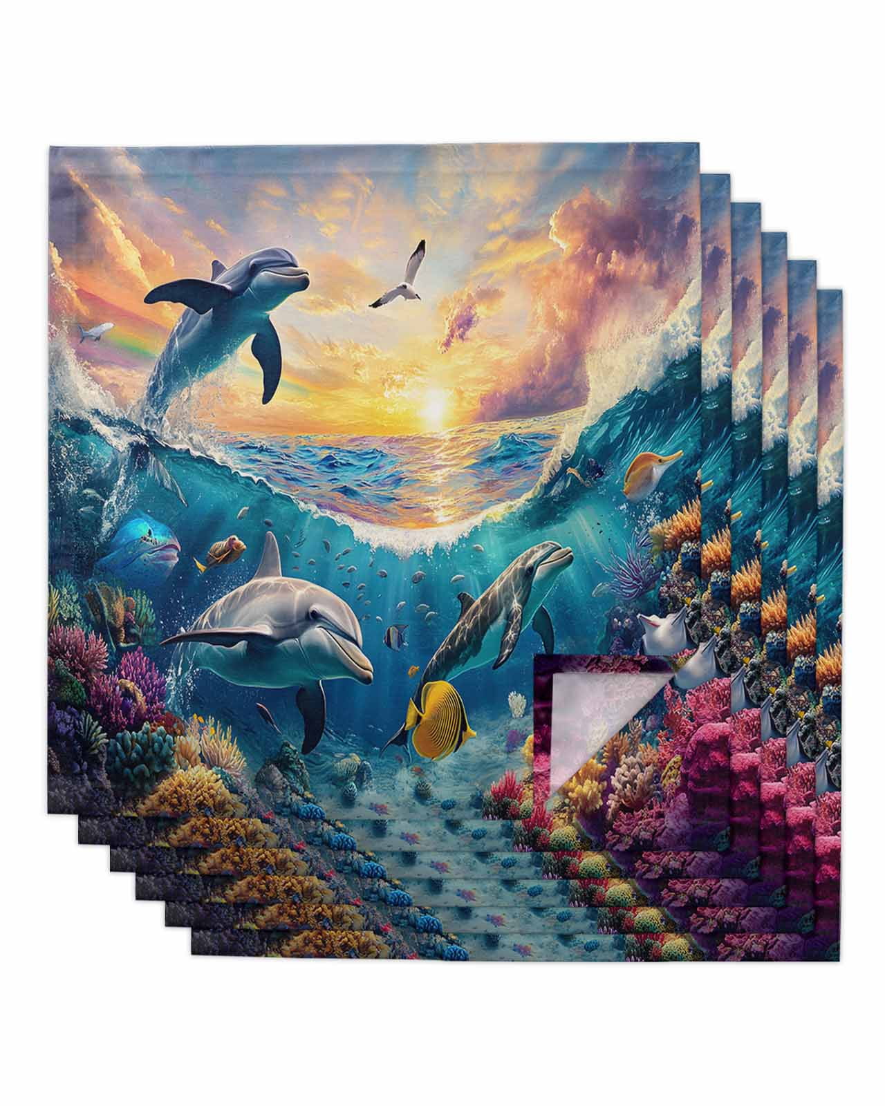 nqOlkjepod Blue Coastal Cloth Napkins Set of 6 Reusable Dinner Napkins ...