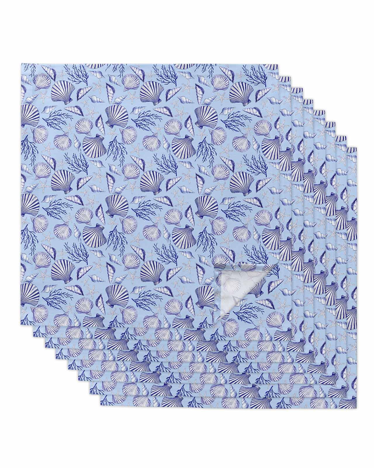 nqOlkjepod Blue Coastal Cloth Napkins Set of 8 Reusable Dinner Napkins ...