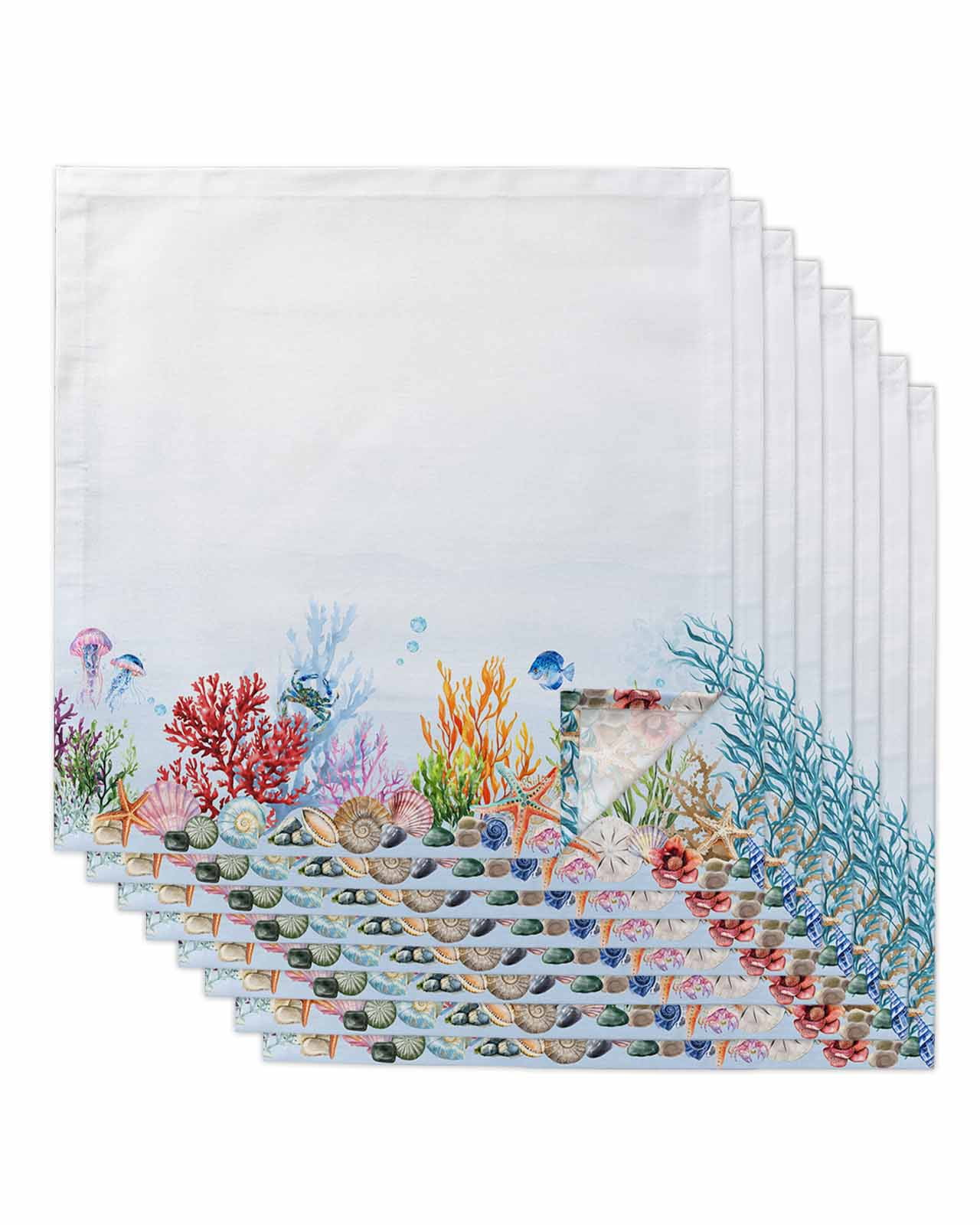 nqOlkjepod Blue Coastal Cloth Napkins Set of 8 Reusable Dinner Napkins ...