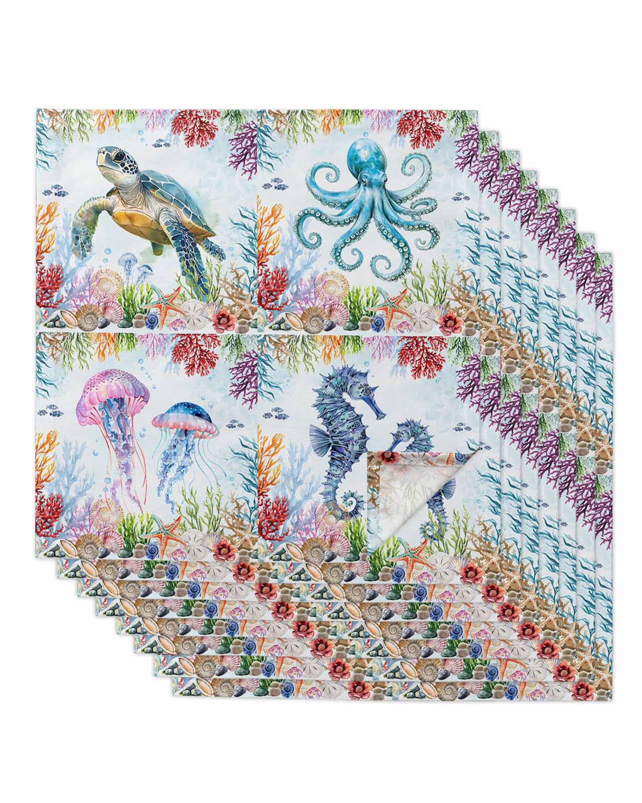 nqOlkjepod Blue Coastal Cloth Napkins Set of 8 Reusable Dinner Napkins ...