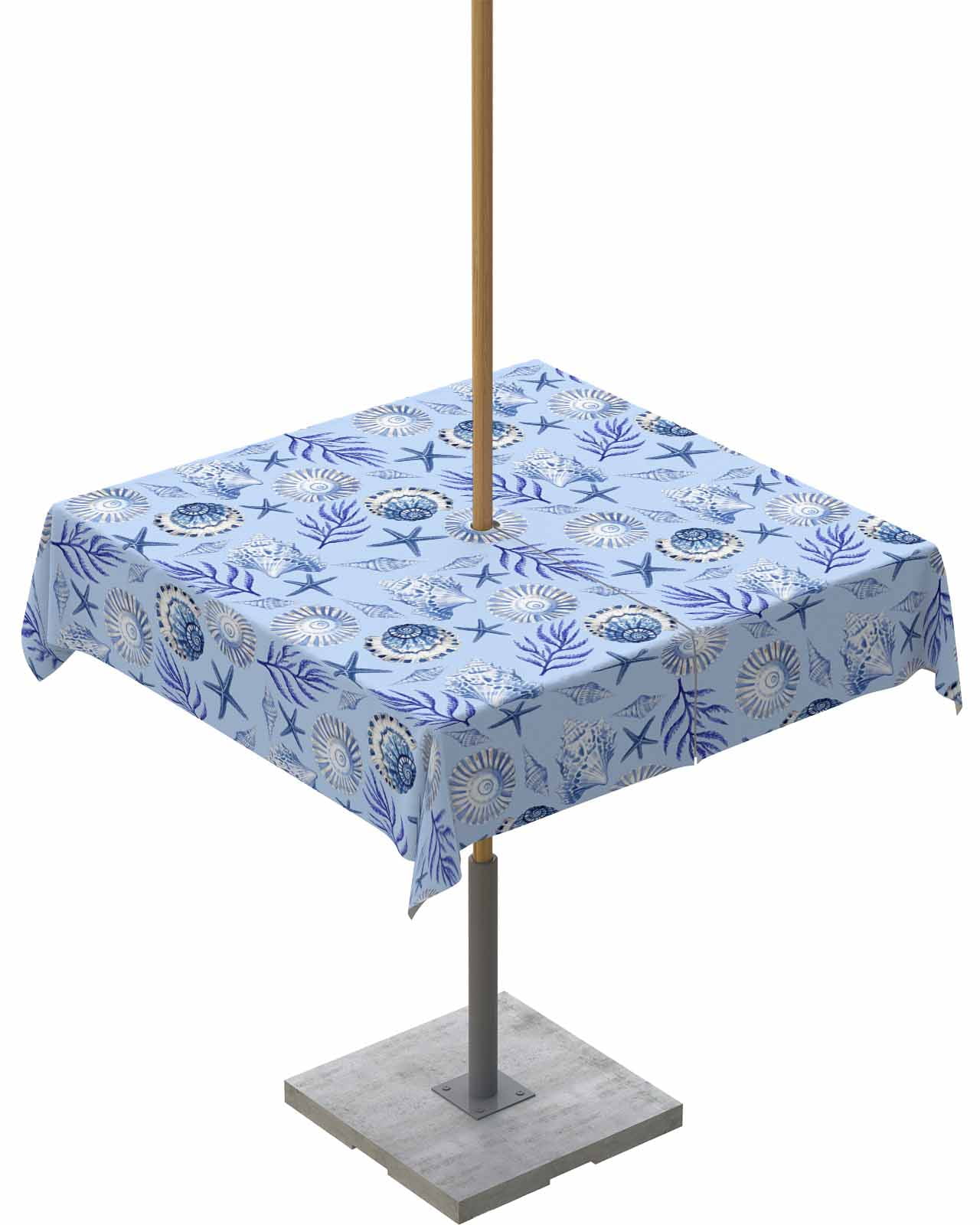 nqOlkjepod Blue Coastal Conch Outdoor Tablecloth with Umbrella Hole ...