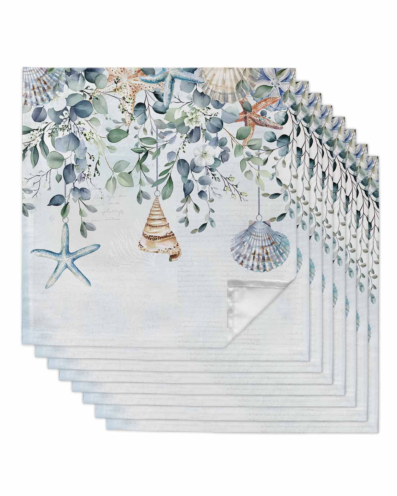 nqOlkjepod Blue Coastal Eucalyptus Cloth Napkins Set of 8 Reusable ...