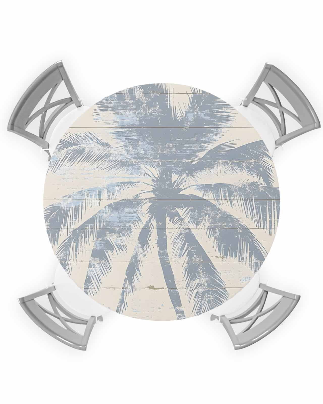 nqOlkjepod Blue Coconut Tree Round Tablecloth, Fitted Table Cover with ...