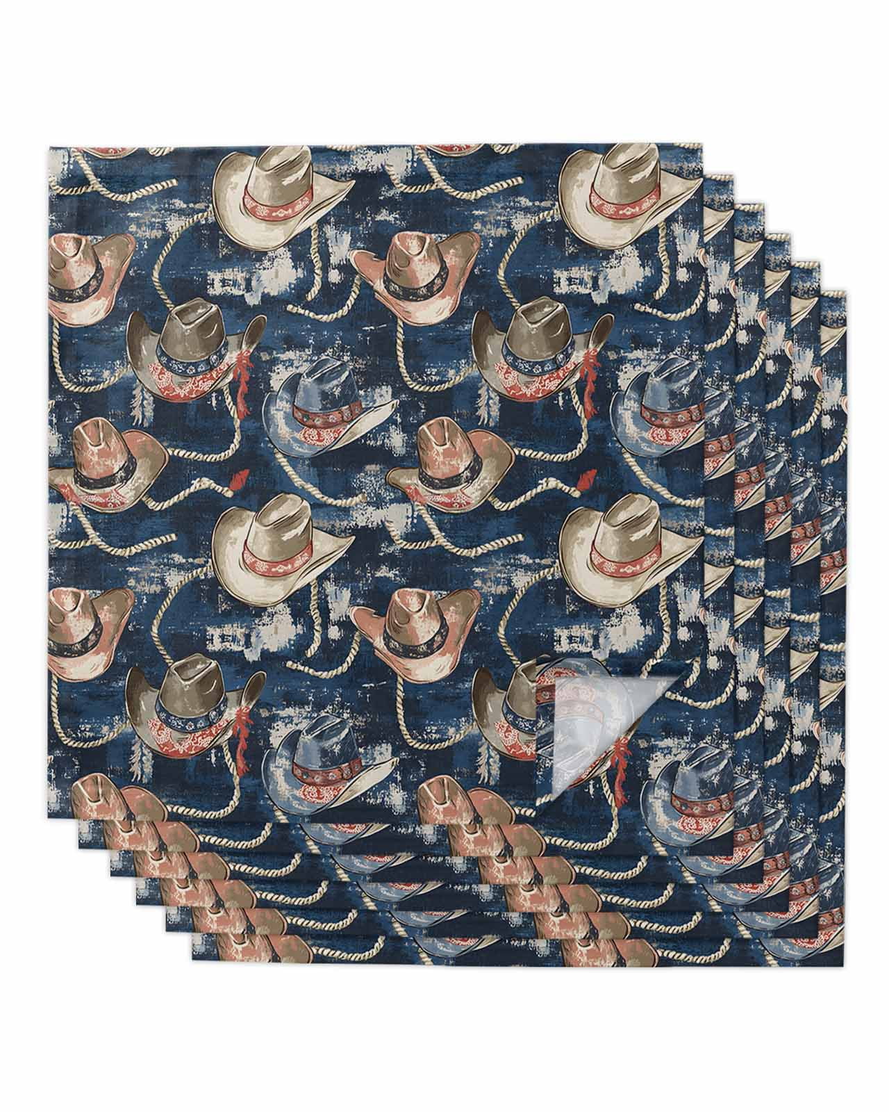 nqOlkjepod Blue Cowboy Cloth Napkins Set of 6 Reusable Dinner Napkins ...