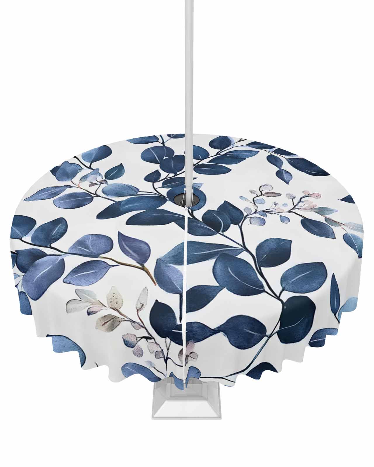 nqOlkjepod Blue Eucalyptus Leaves Outdoor Tablecloth with Umbrella Hole ...