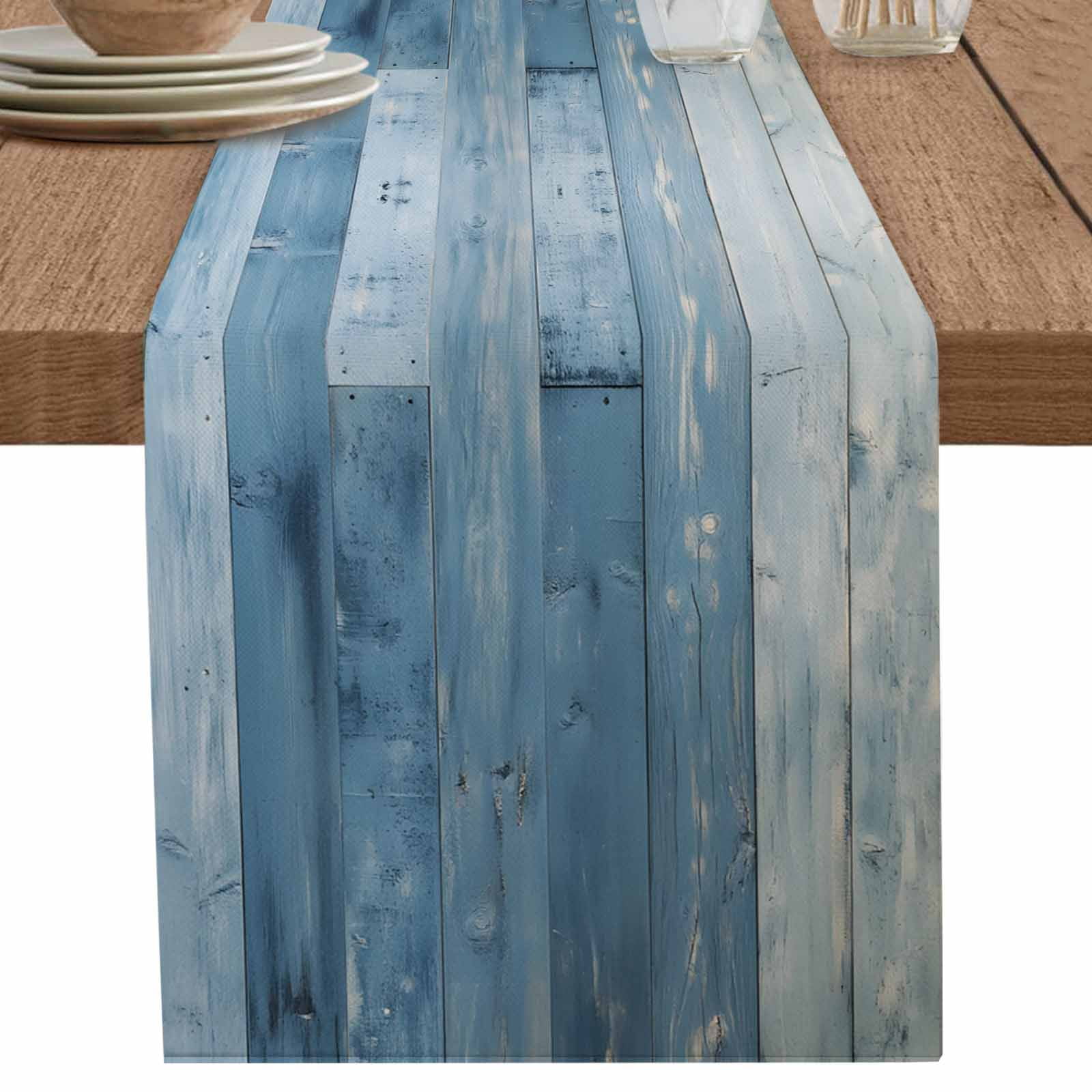 nqOlkjepod Blue Farmhouse Table Runner 72 Inches Long Farmhouse Dress ...