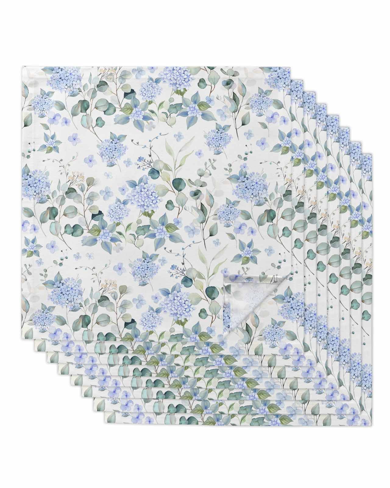 nqOlkjepod Blue Flower Cloth Napkins Set of 8 Reusable Dinner Napkins ...