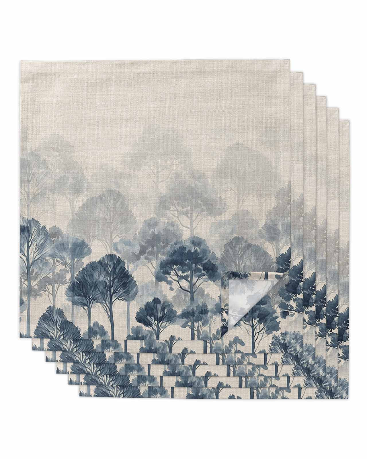 nqOlkjepod Blue Forest Cloth Napkins Set of 6 Reusable Dinner Napkins ...