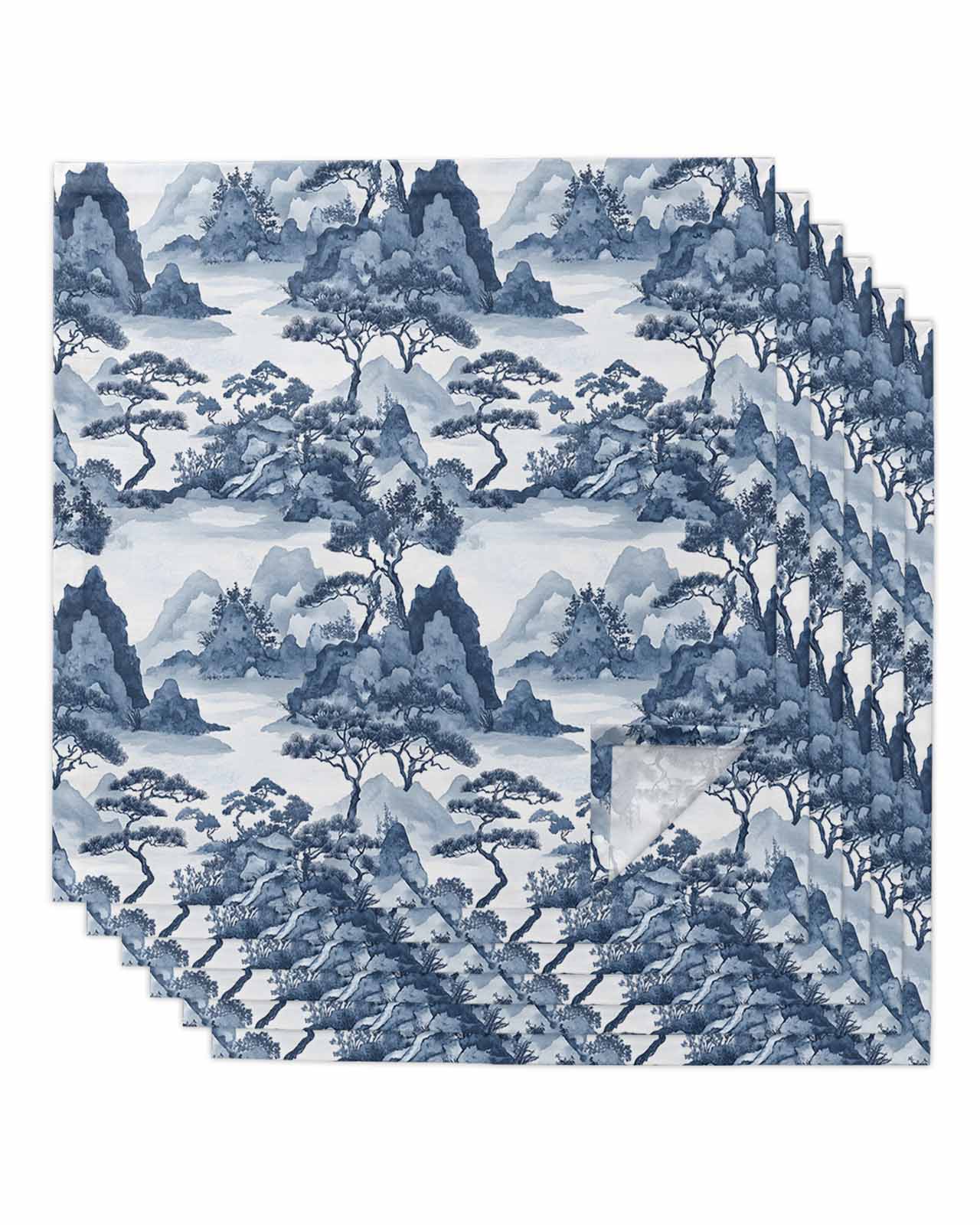 nqOlkjepod Blue Garden Cloth Napkins Set of 6 Reusable Dinner Napkins ...