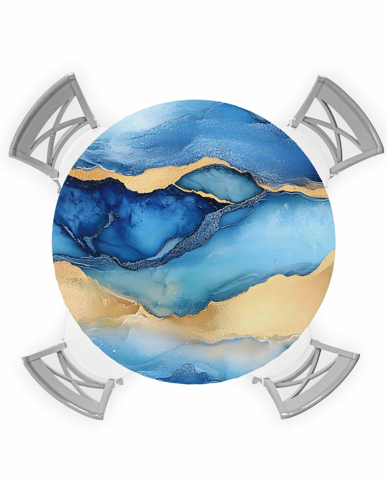 nqOlkjepod Blue Golden Ombre Marble Round Tablecloth, Fitted Table ...