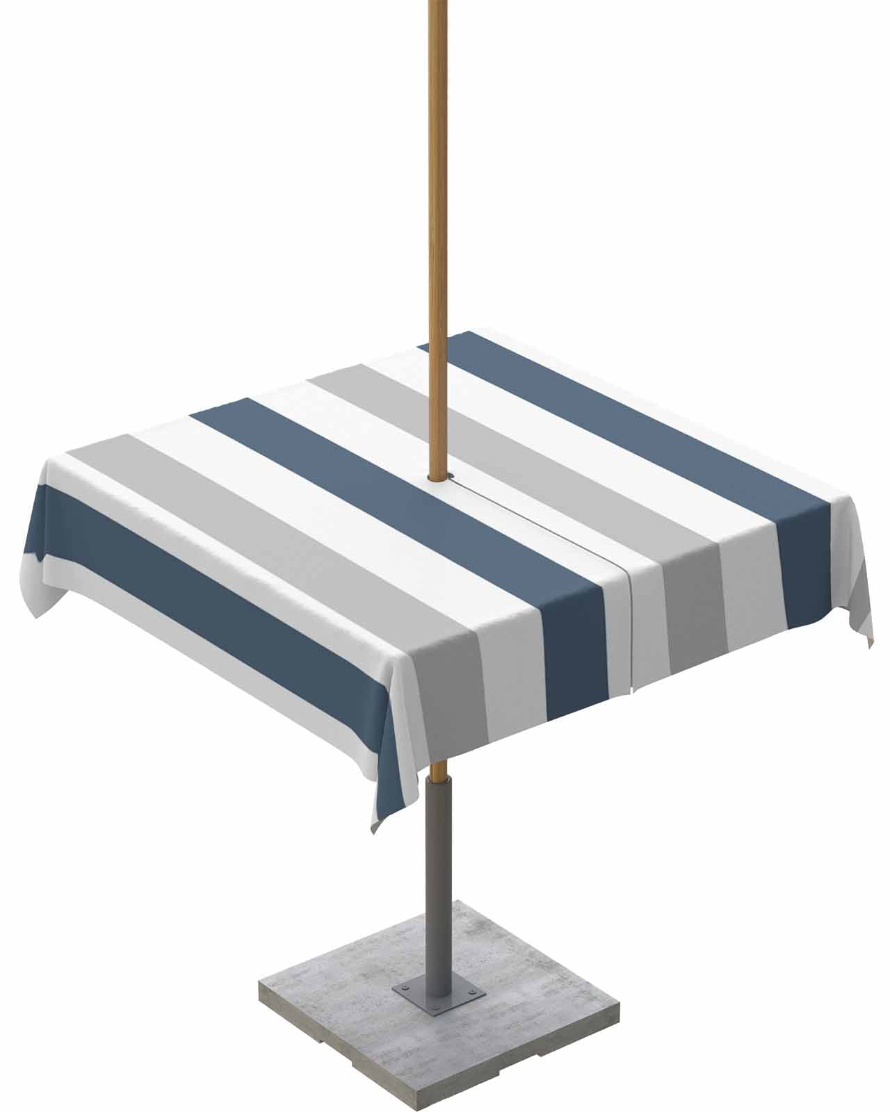 nqOlkjepod Blue Gray Striped Outdoor Tablecloth with Umbrella Hole ...