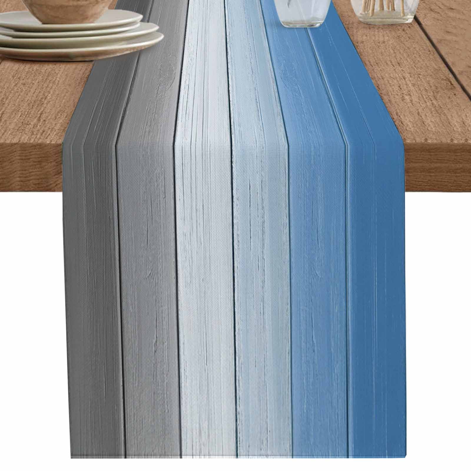 nqOlkjepod Blue Gray Table Runner 70 Inches Long Farmhouse Dress ...
