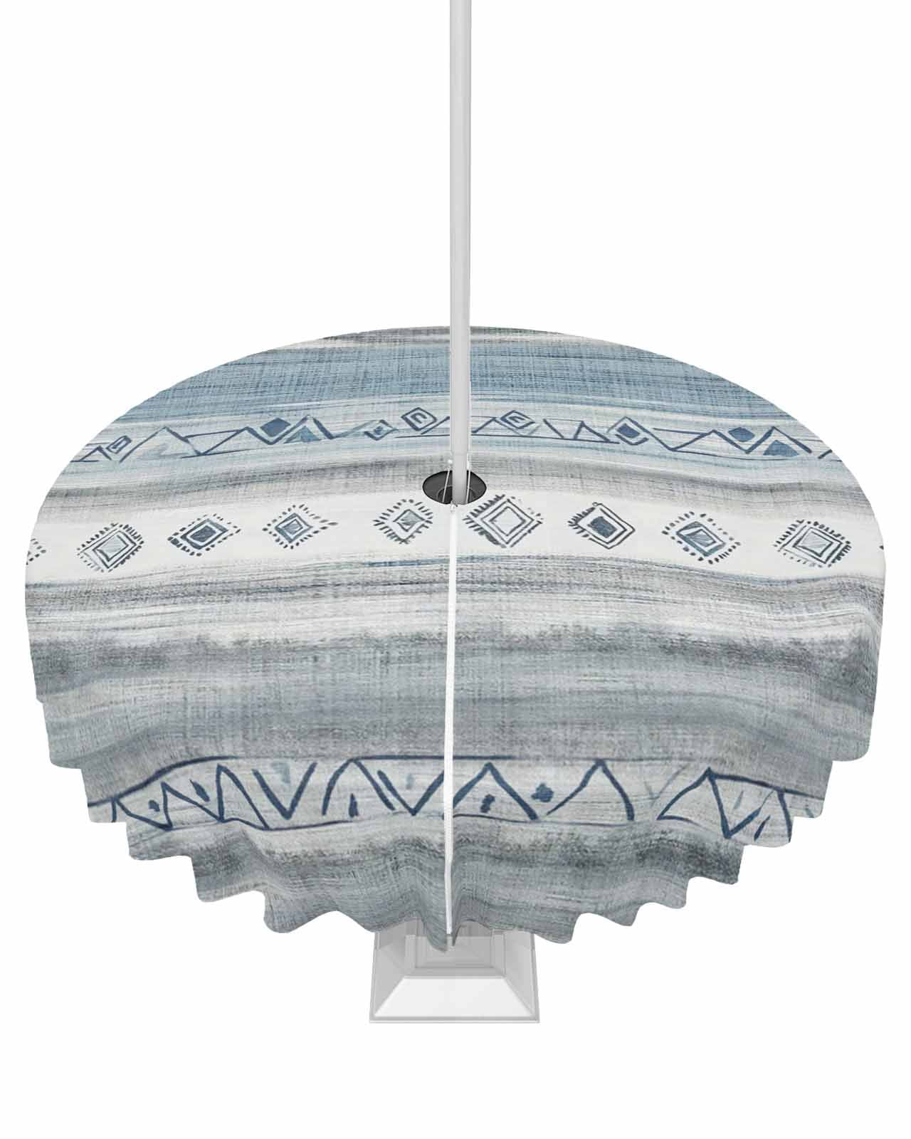 nqOlkjepod Blue Grey Brush Outdoor Tablecloth with Umbrella Hole ...