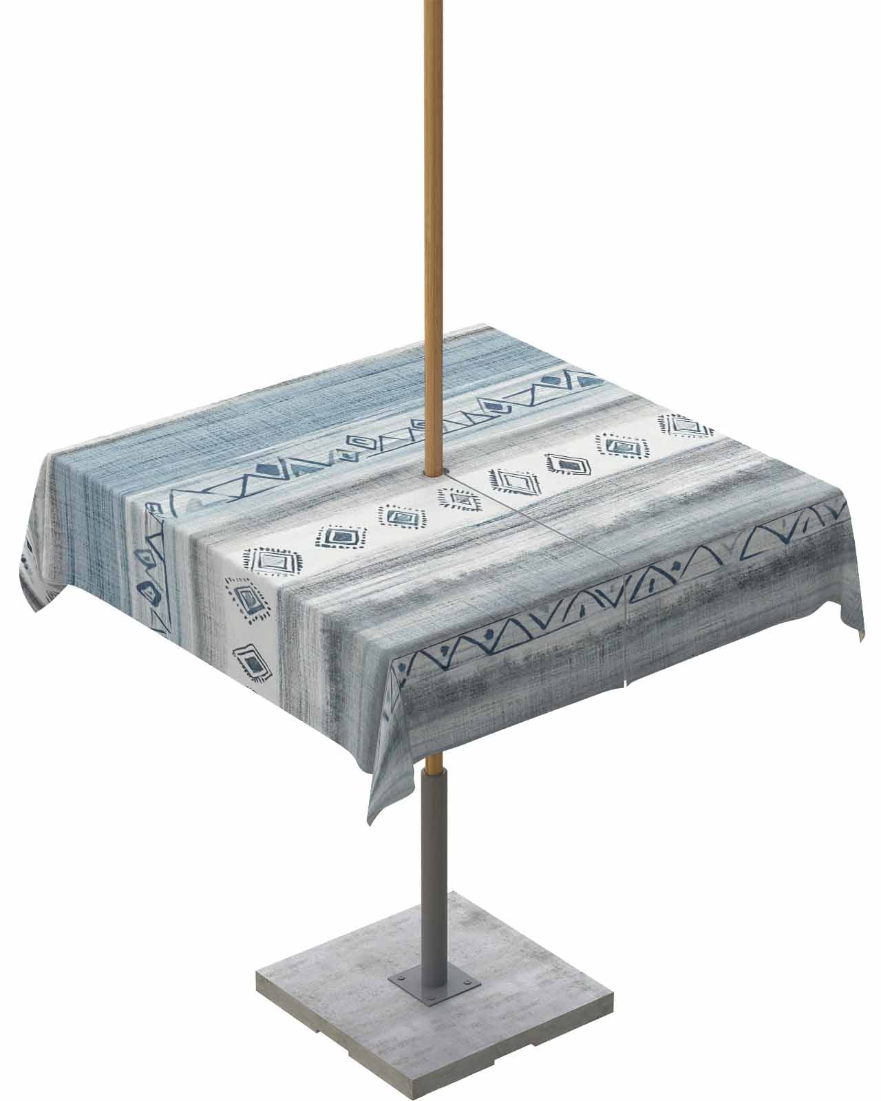 nqOlkjepod Blue Grey Brush Outdoor Tablecloth with Umbrella Hole ...