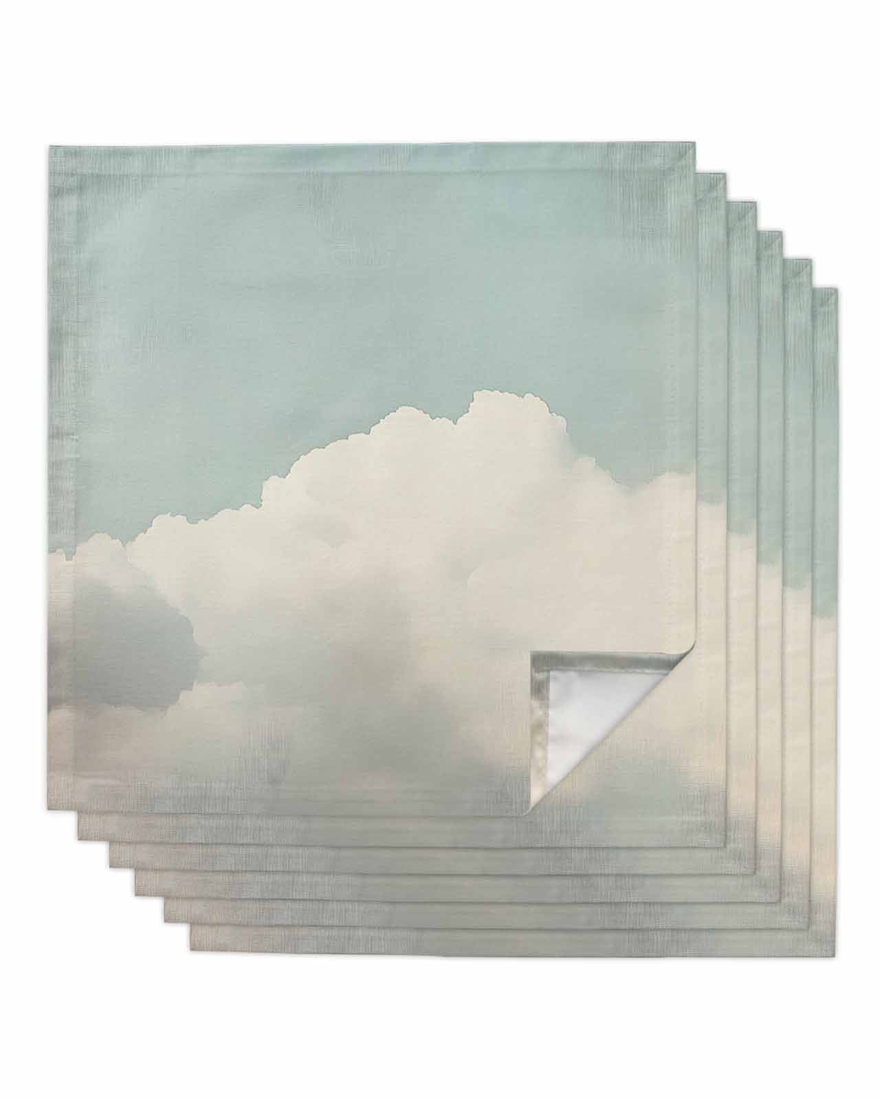 nqOlkjepod Blue Grey Cloudy Sky Cloth Napkins Set of 6 Reusable Dinner ...