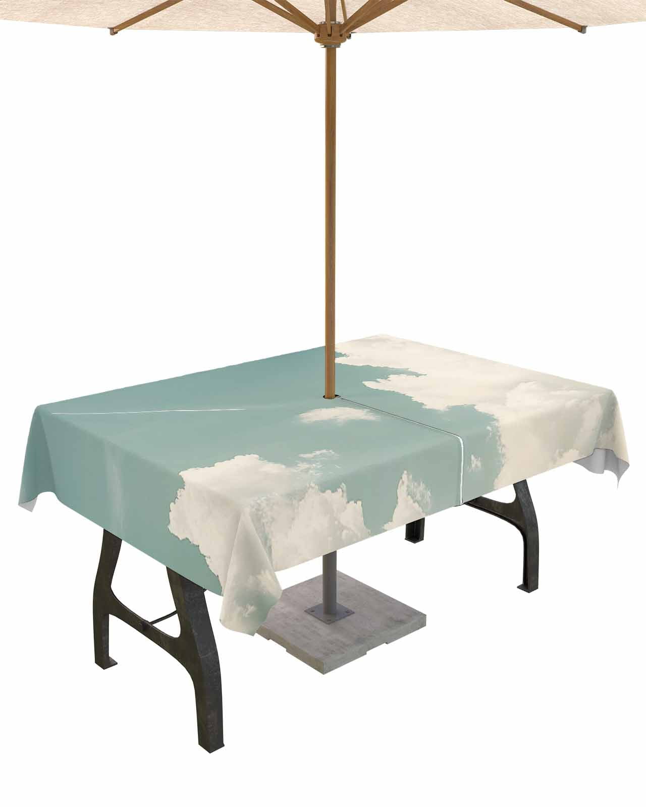 nqOlkjepod Blue Grey Cloudy Sky Outdoor Tablecloth with Umbrella Hole ...
