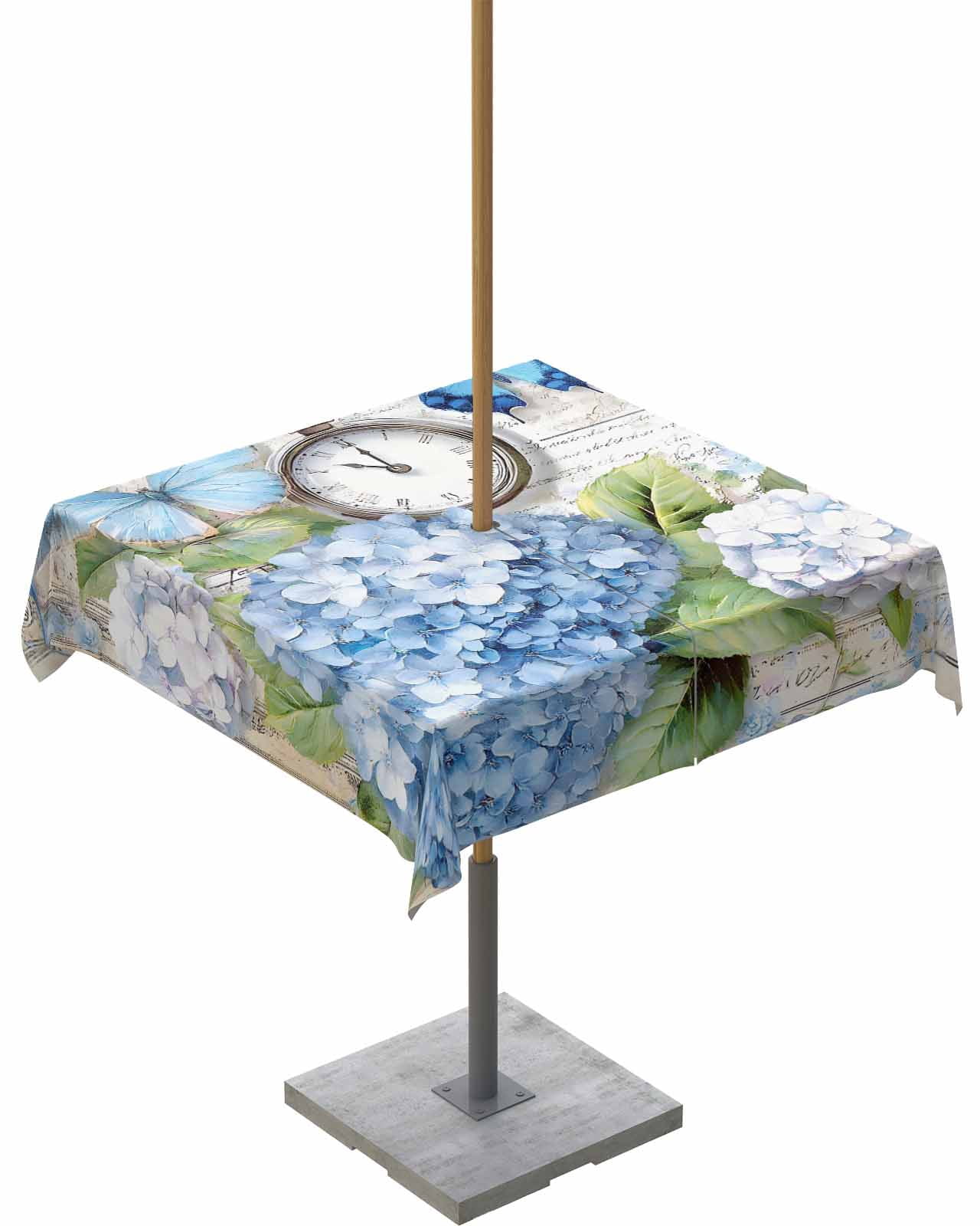 nqOlkjepod Blue Hydrangea Floral Outdoor Tablecloth with Umbrella Hole ...