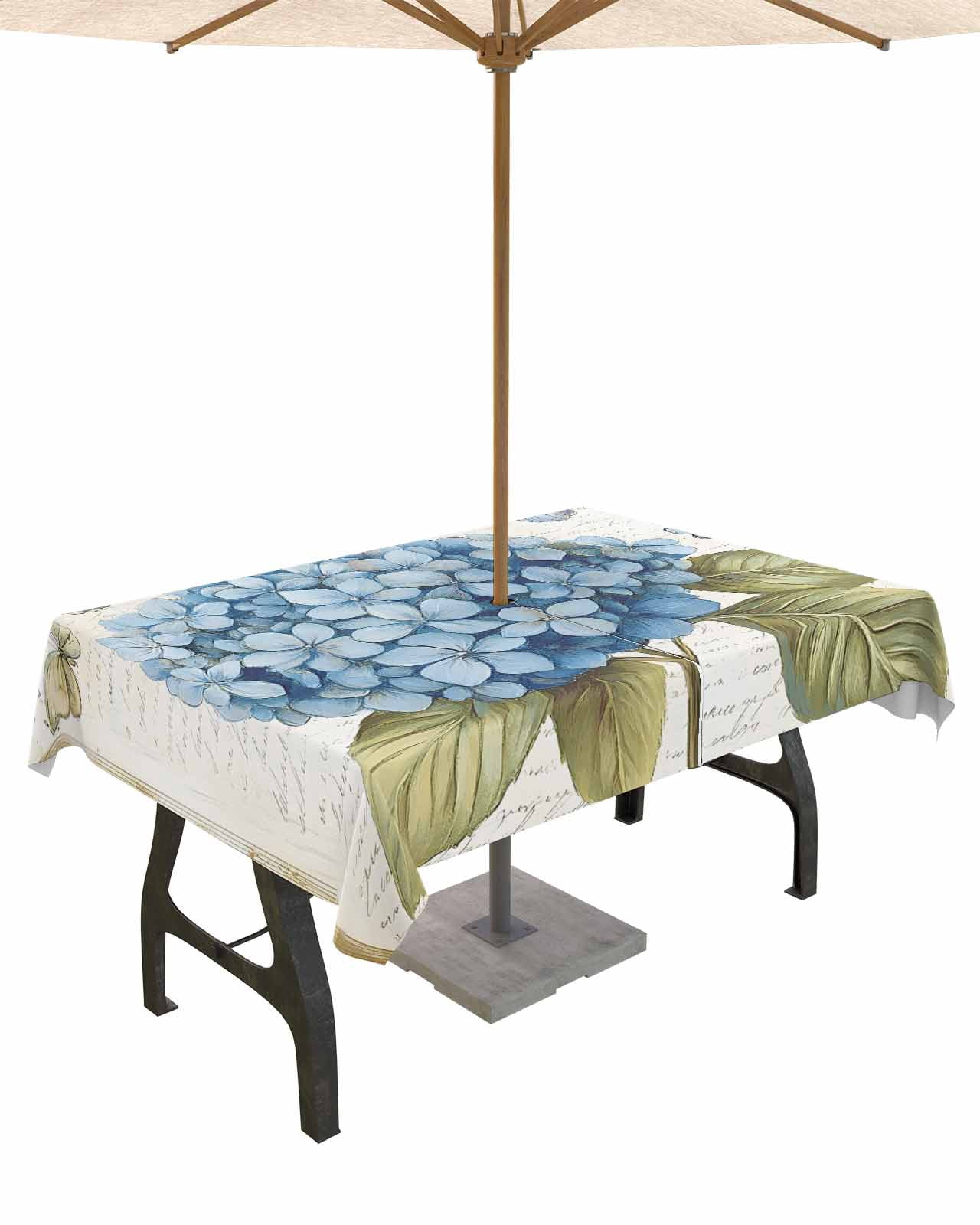nqOlkjepod Blue Hydrangea Outdoor Tablecloth with Umbrella Hole ...