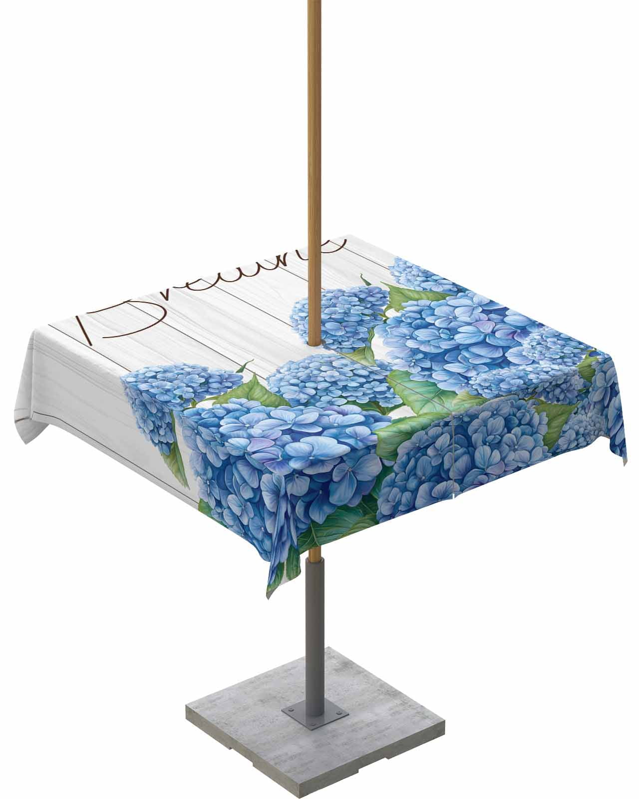 nqOlkjepod Blue Hydrangeas Floral Outdoor Tablecloth with Umbrella Hole ...