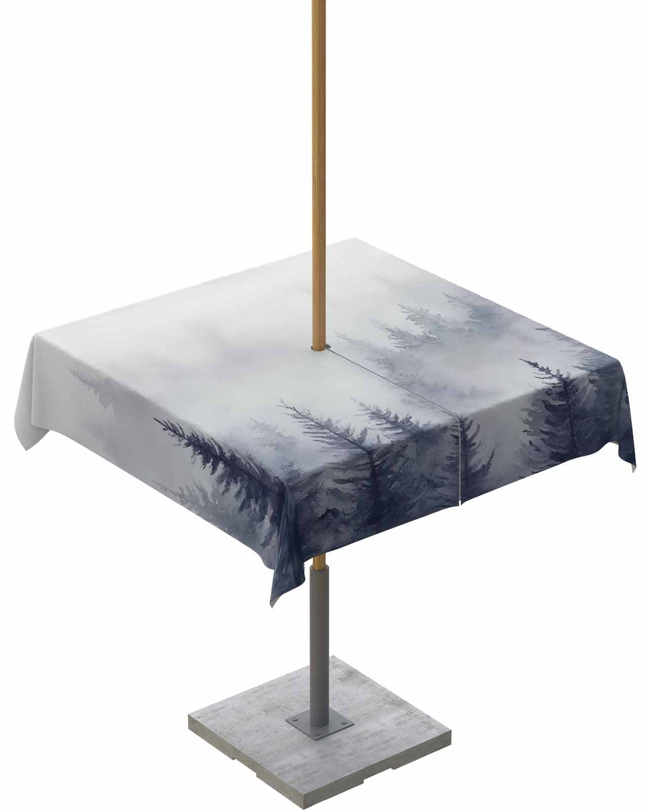 nqOlkjepod Blue Mist Forest Outdoor Tablecloth with Umbrella Hole ...