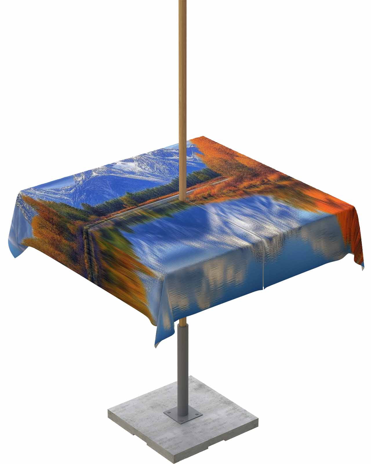 nqOlkjepod Blue Mountain Outdoor Tablecloth with Umbrella Hole & Zipper ...