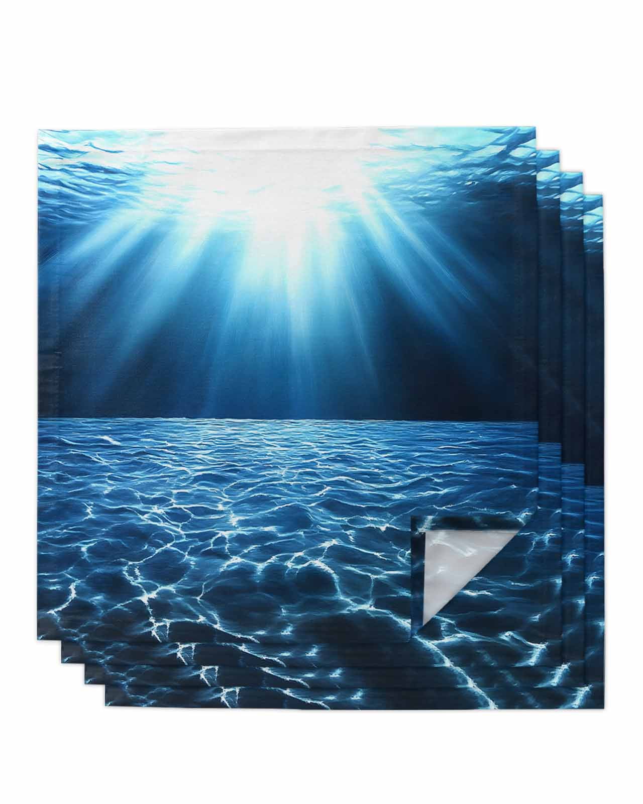 nqOlkjepod Blue Ocean Cloth Napkins Set of 4 Reusable Dinner Napkins ...