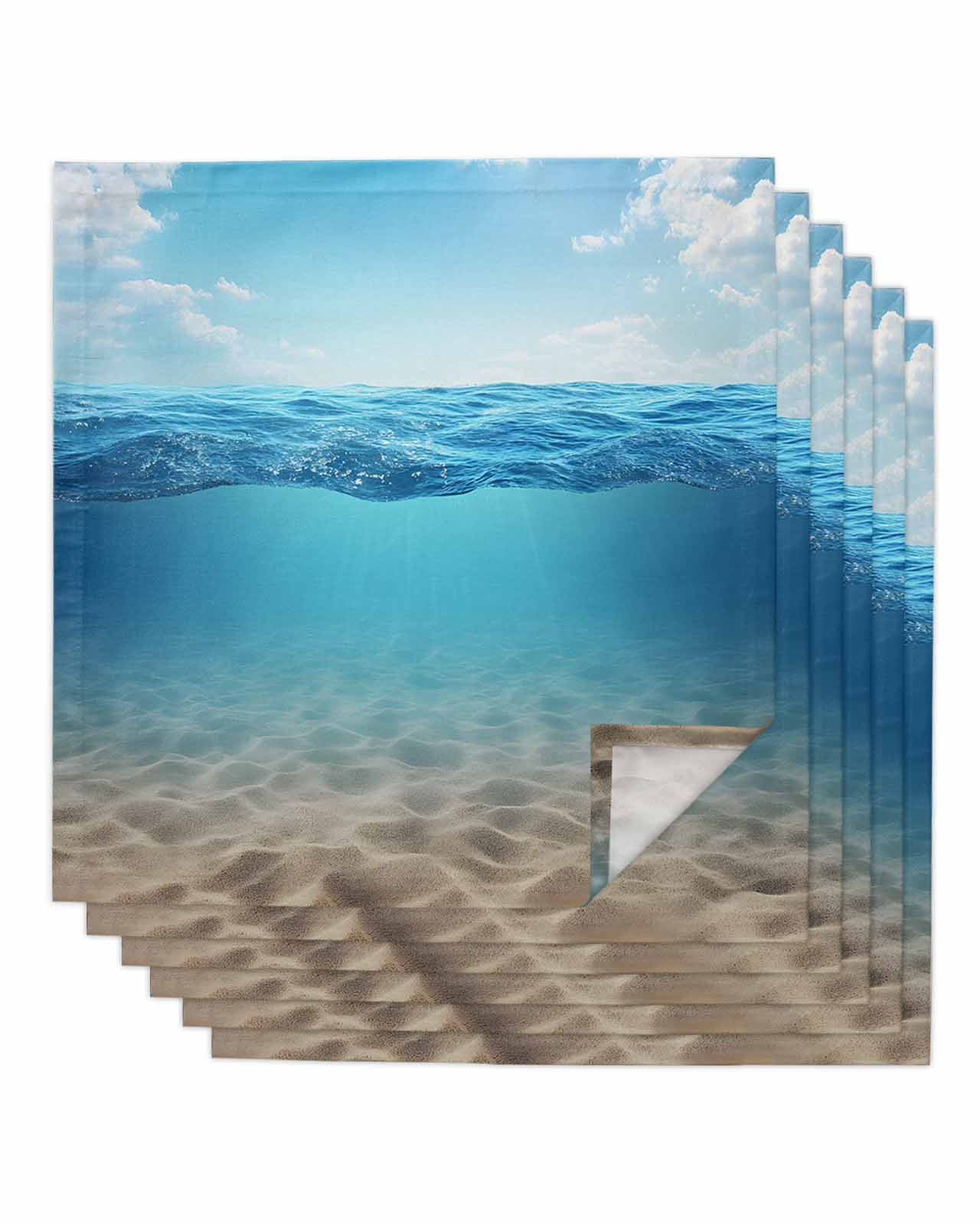 nqOlkjepod Blue Ocean Cloth Napkins Set of 6 Reusable Dinner Napkins ...