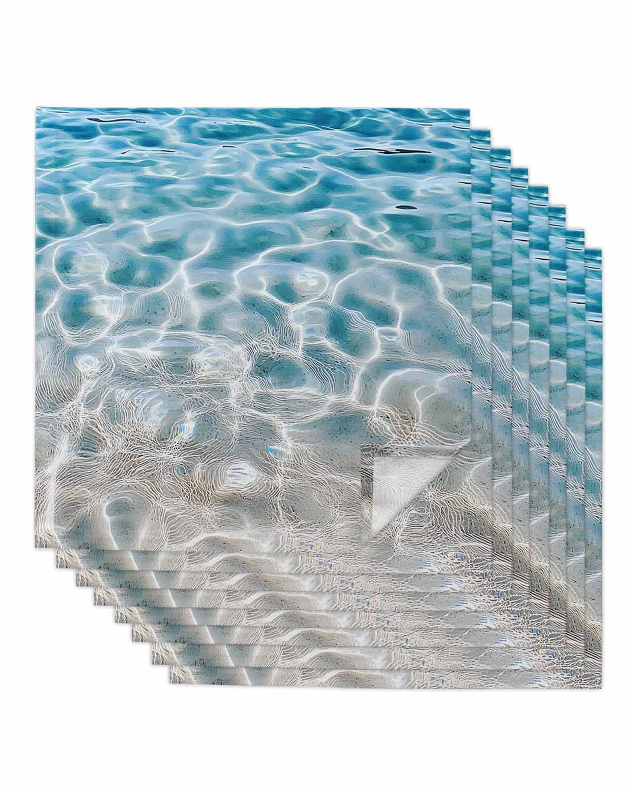 nqOlkjepod Blue Ocean Cloth Napkins Set of 8 Reusable Dinner Napkins ...