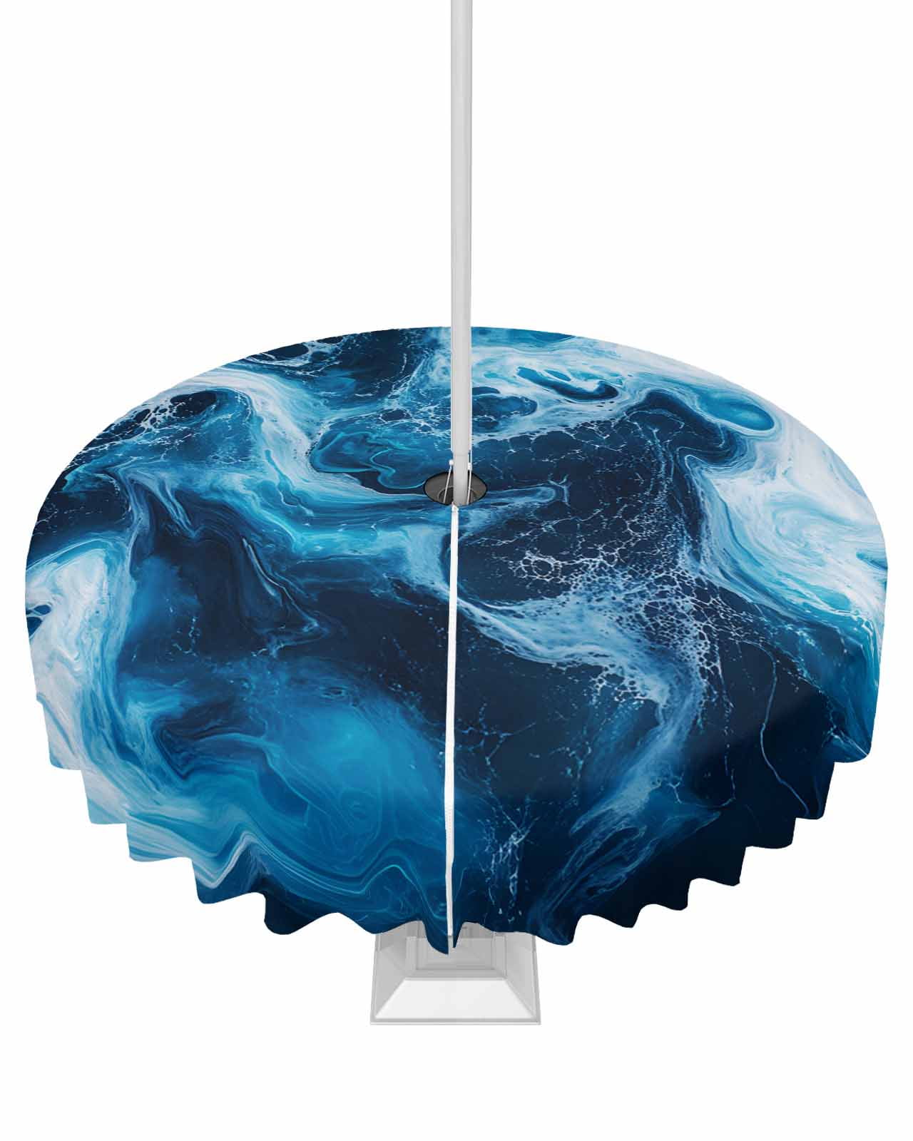 nqOlkjepod Blue Ocean Outdoor Tablecloth with Umbrella Hole & Zipper ...