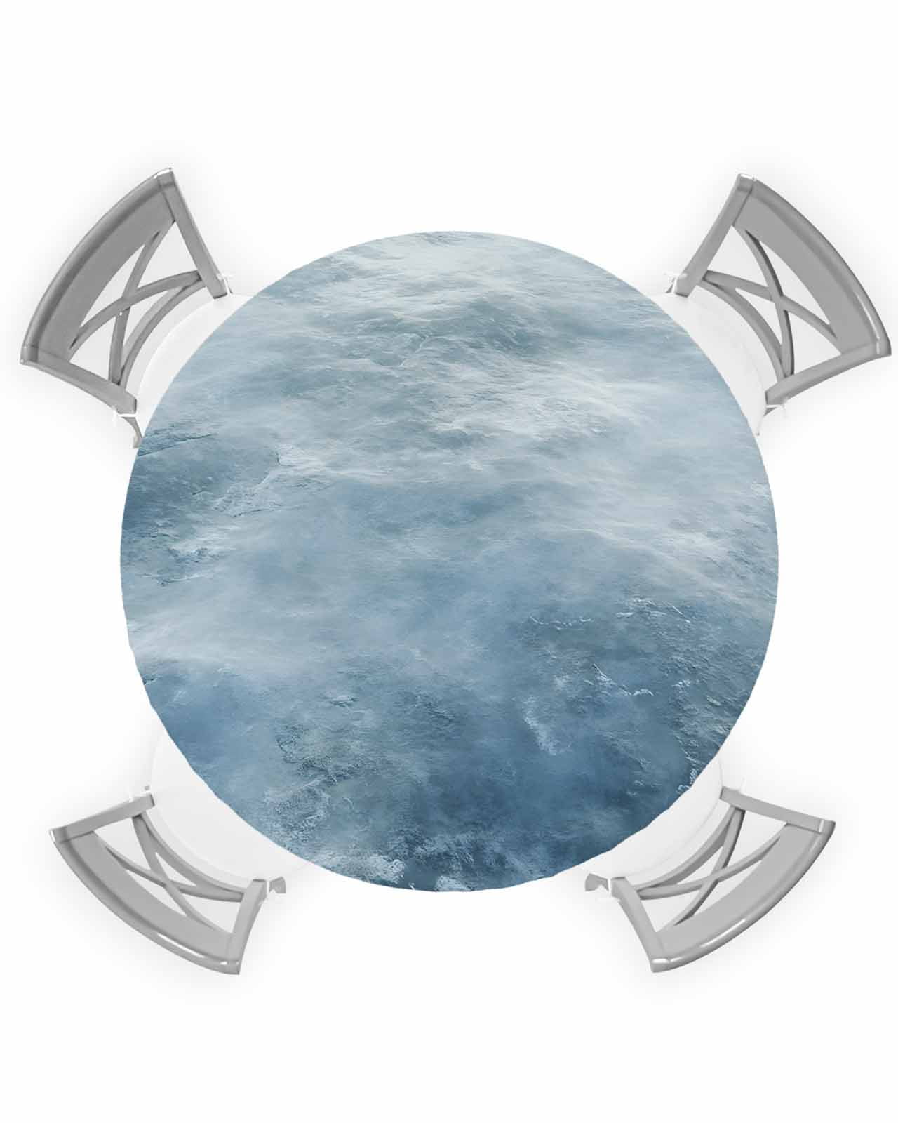 nqOlkjepod Blue Ocean Round Tablecloth, Fitted Table Cover with Elastic ...