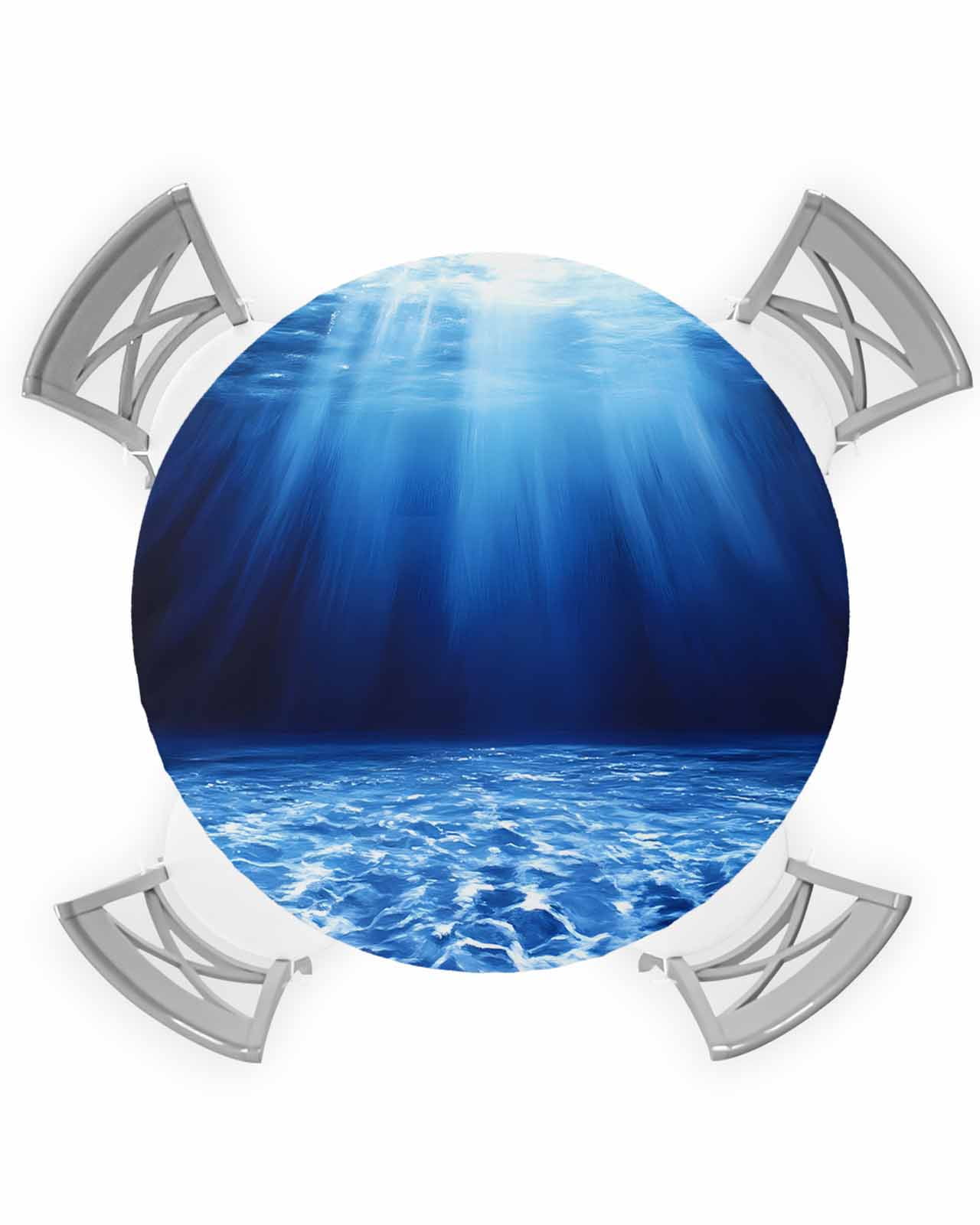 nqOlkjepod Blue Ocean Round Tablecloth, Fitted Table Cover with Elastic ...