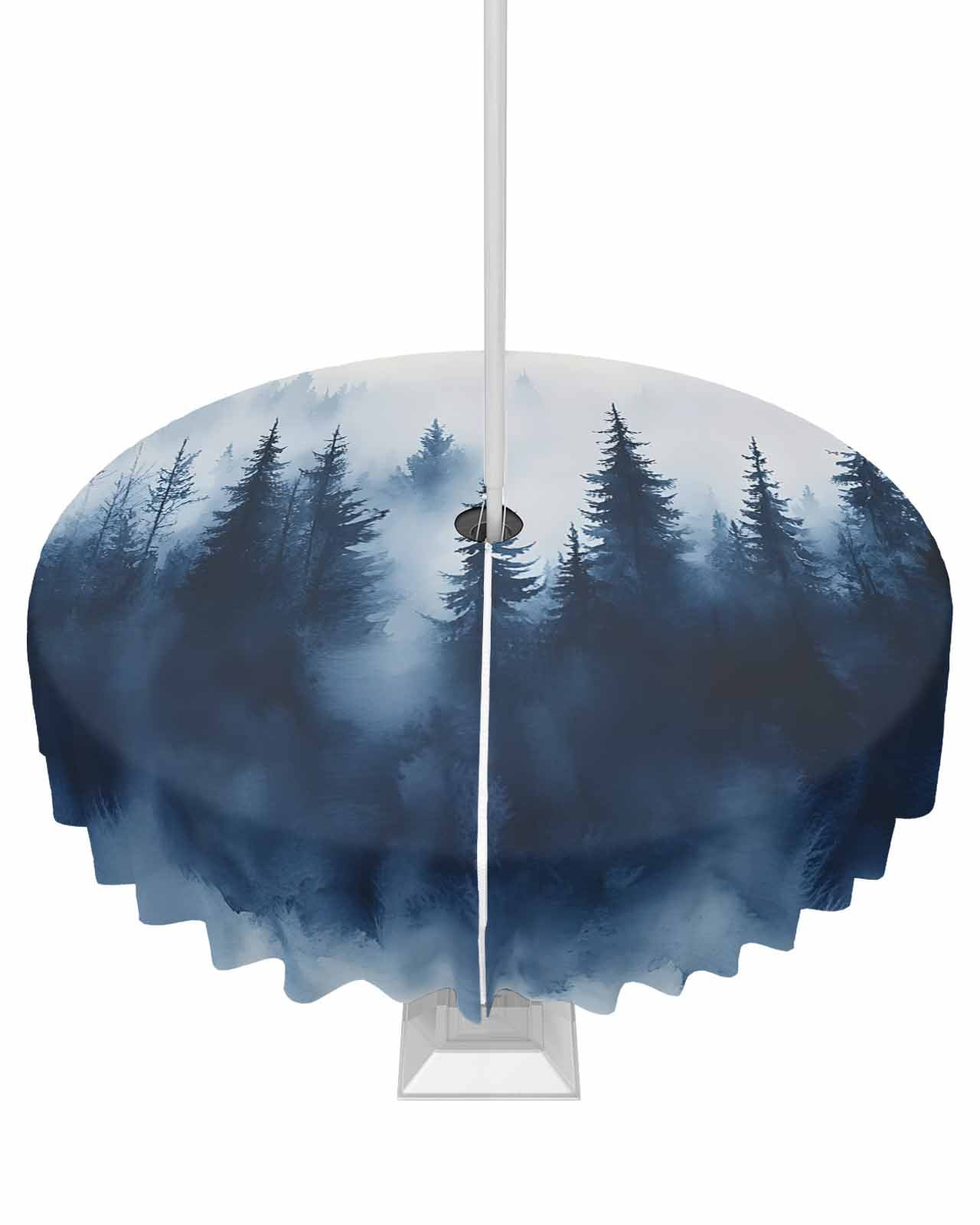nqOlkjepod Blue Ombre Forest Outdoor Tablecloth with Umbrella Hole ...