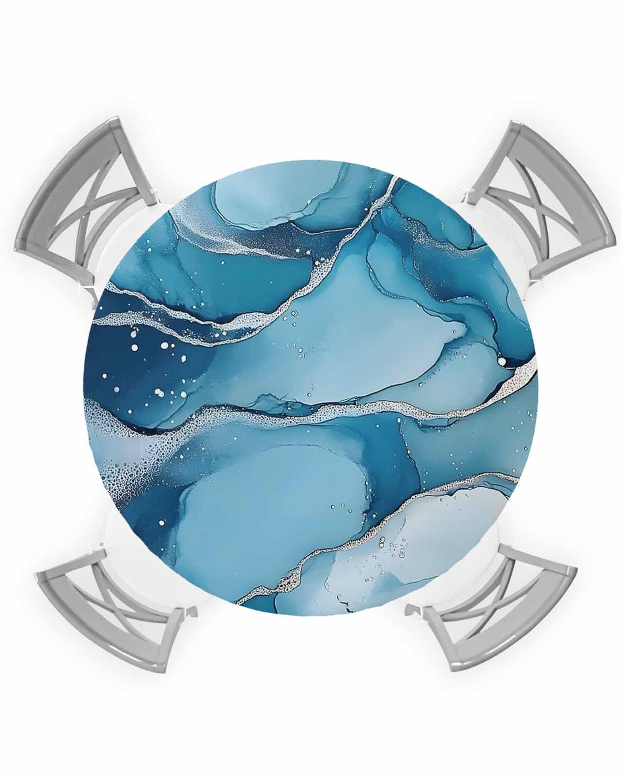 nqOlkjepod Blue Ombre Marble Round Tablecloth, Fitted Table Cover with ...