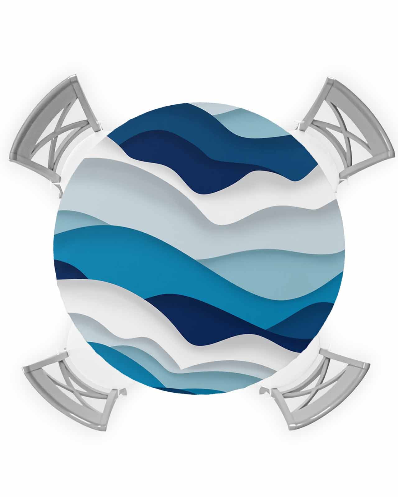 nqOlkjepod Blue Ombre Round Tablecloth, Fitted Table Cover with Elastic ...