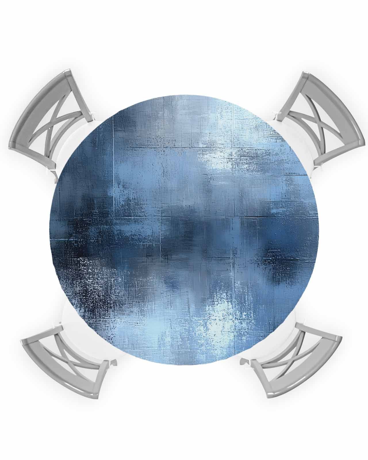 nqOlkjepod Blue Ombre Round Tablecloth, Fitted Table Cover with Elastic ...