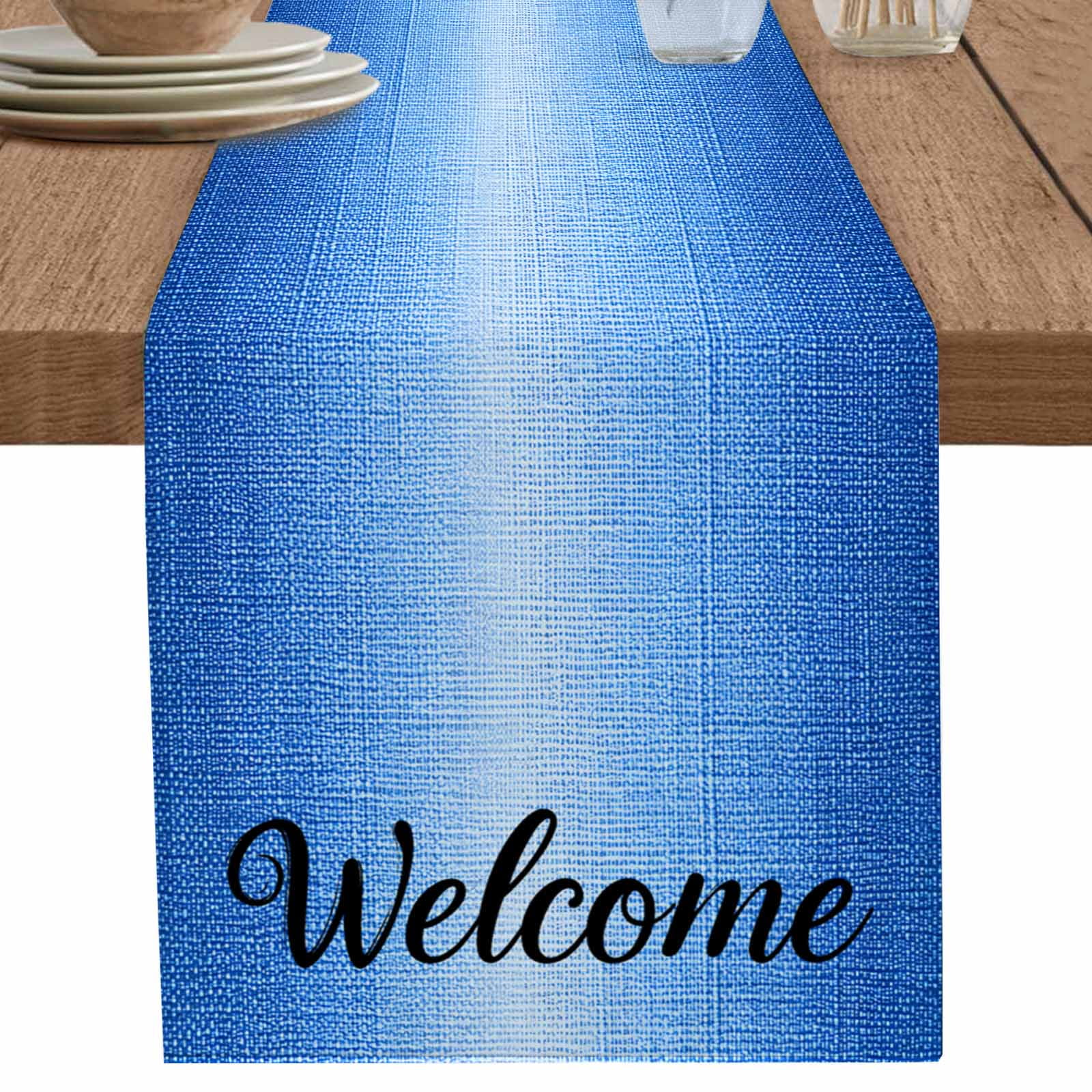 nqOlkjepod Blue Ombre Table Runner 72 Inches Long Farmhouse Dress ...