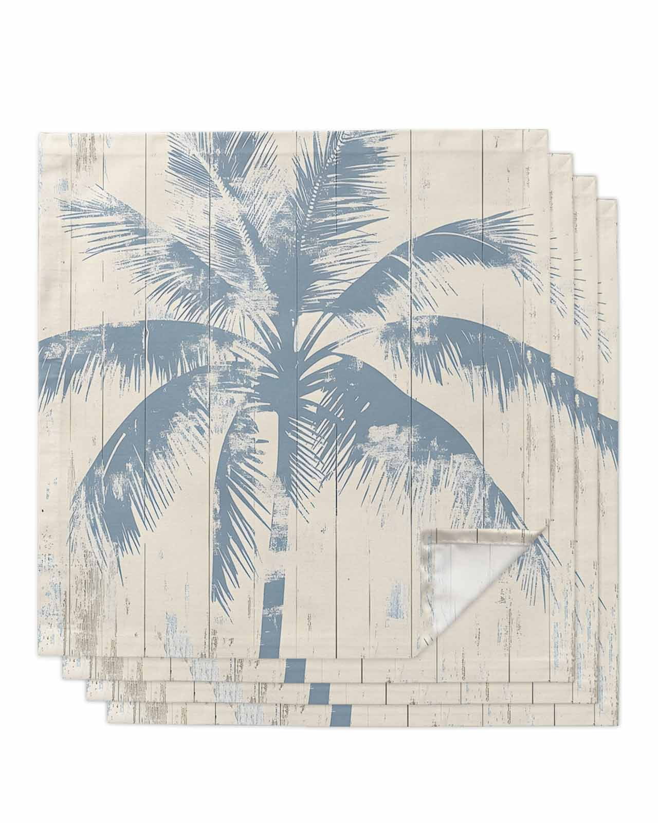 nqOlkjepod Blue Palm Tree Cloth Napkins Set of 4 Reusable Dinner ...