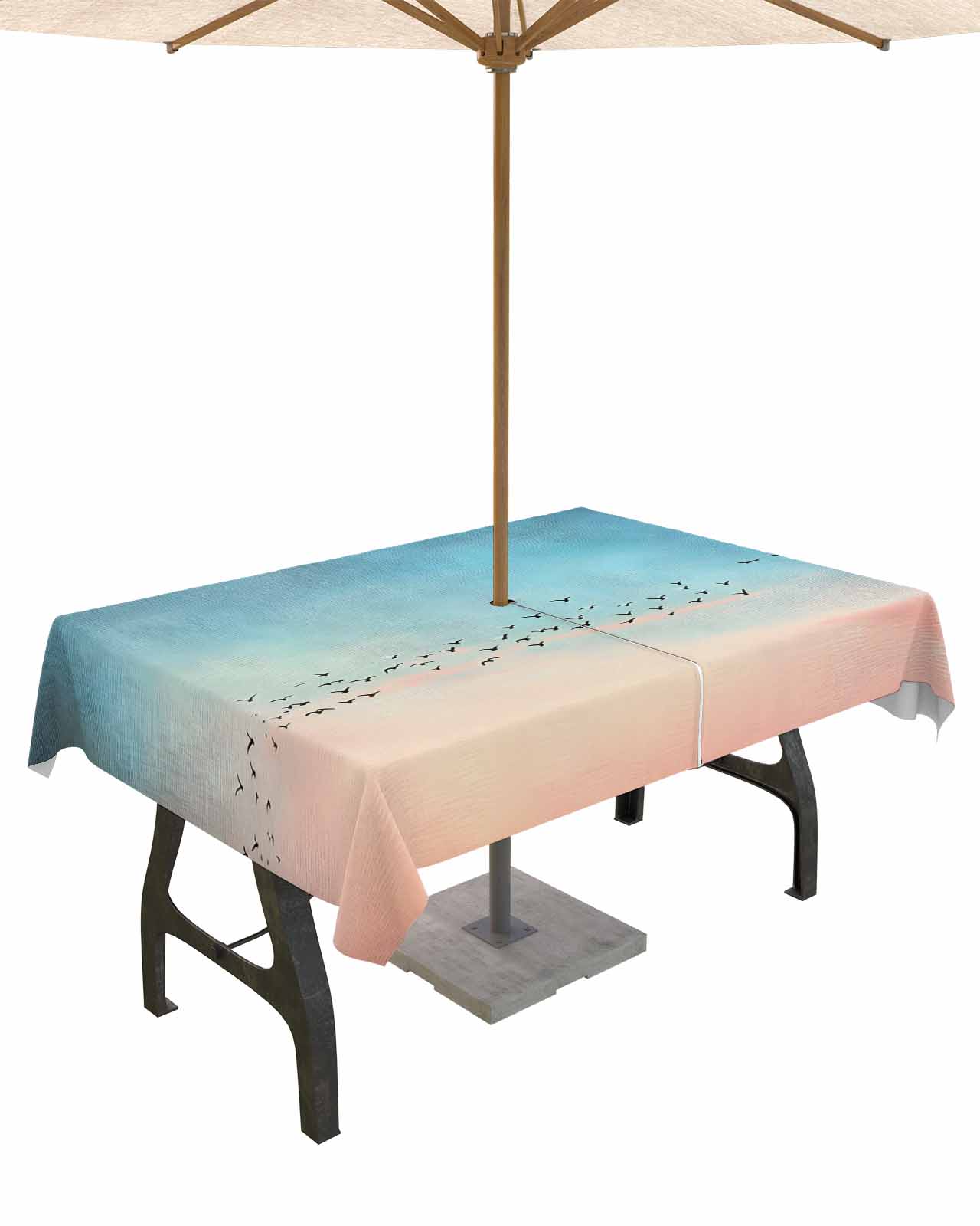 nqOlkjepod Blue Pink Ombre Sky Outdoor Tablecloth with Umbrella Hole ...