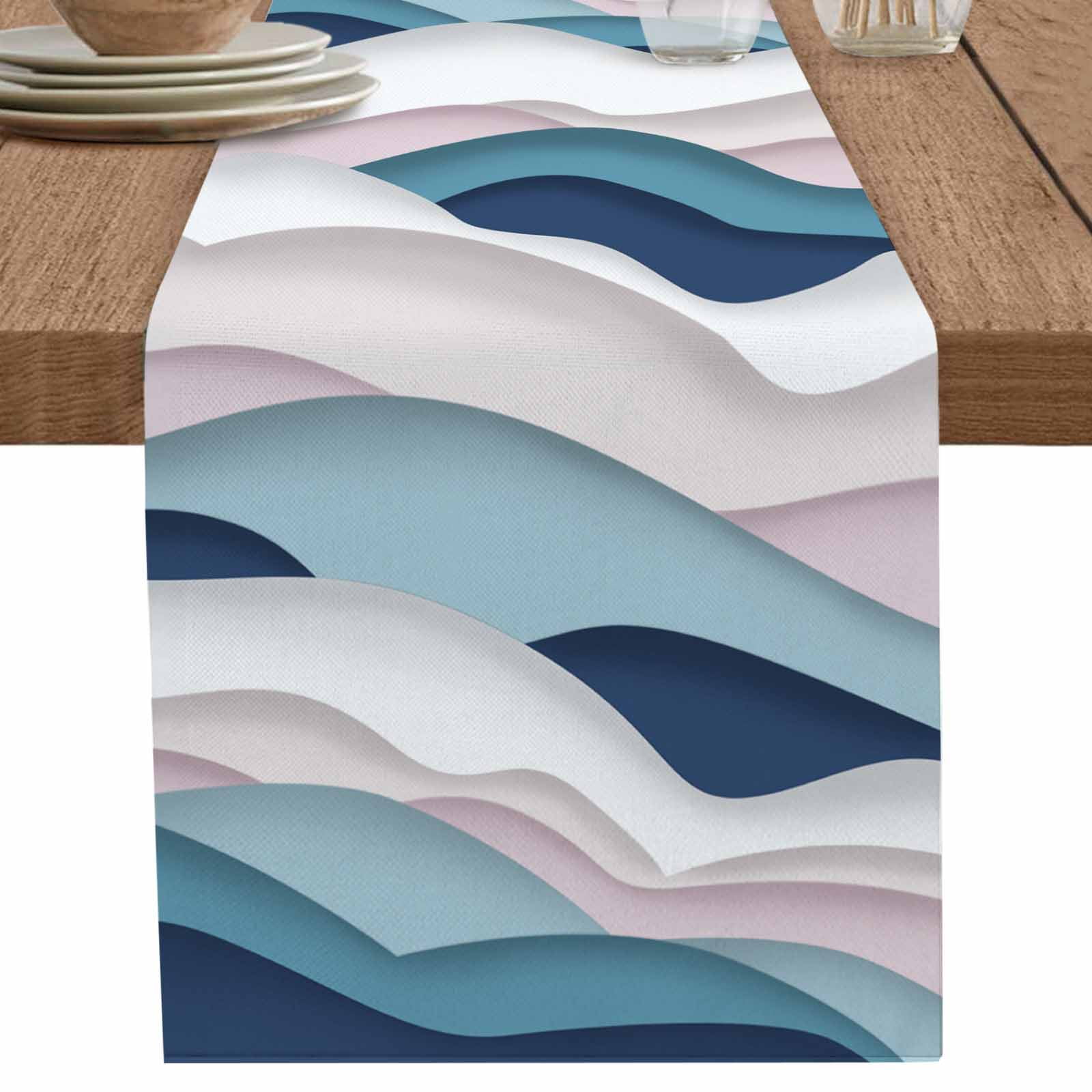 nqOlkjepod Blue Pink Ombre Table Runner 72 Inches Long Farmhouse Dress ...