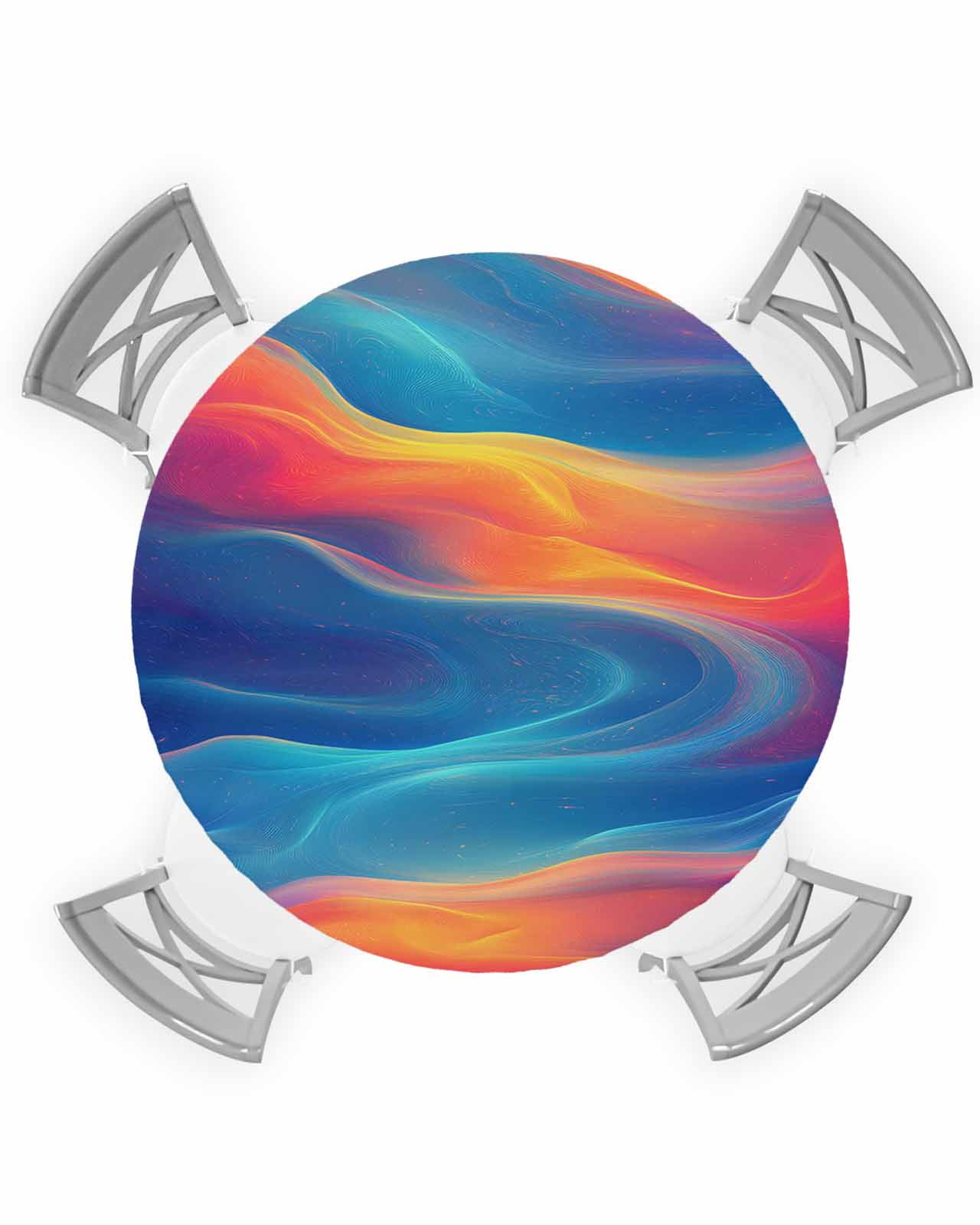 nqOlkjepod Blue Pink Orange Abstract Round Tablecloth, Fitted Table ...