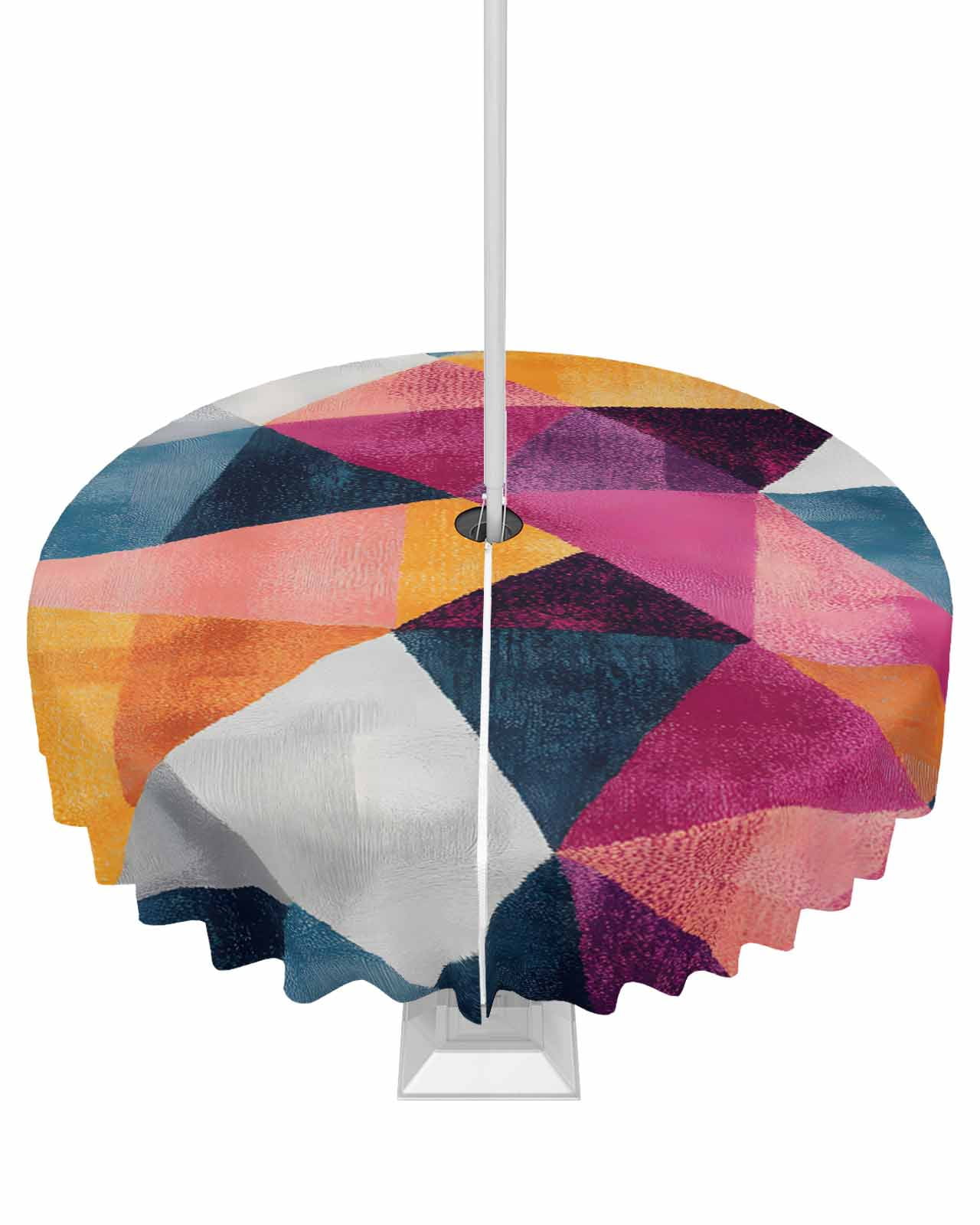nqOlkjepod Blue Pink Rhombus Outdoor Tablecloth with Umbrella Hole ...