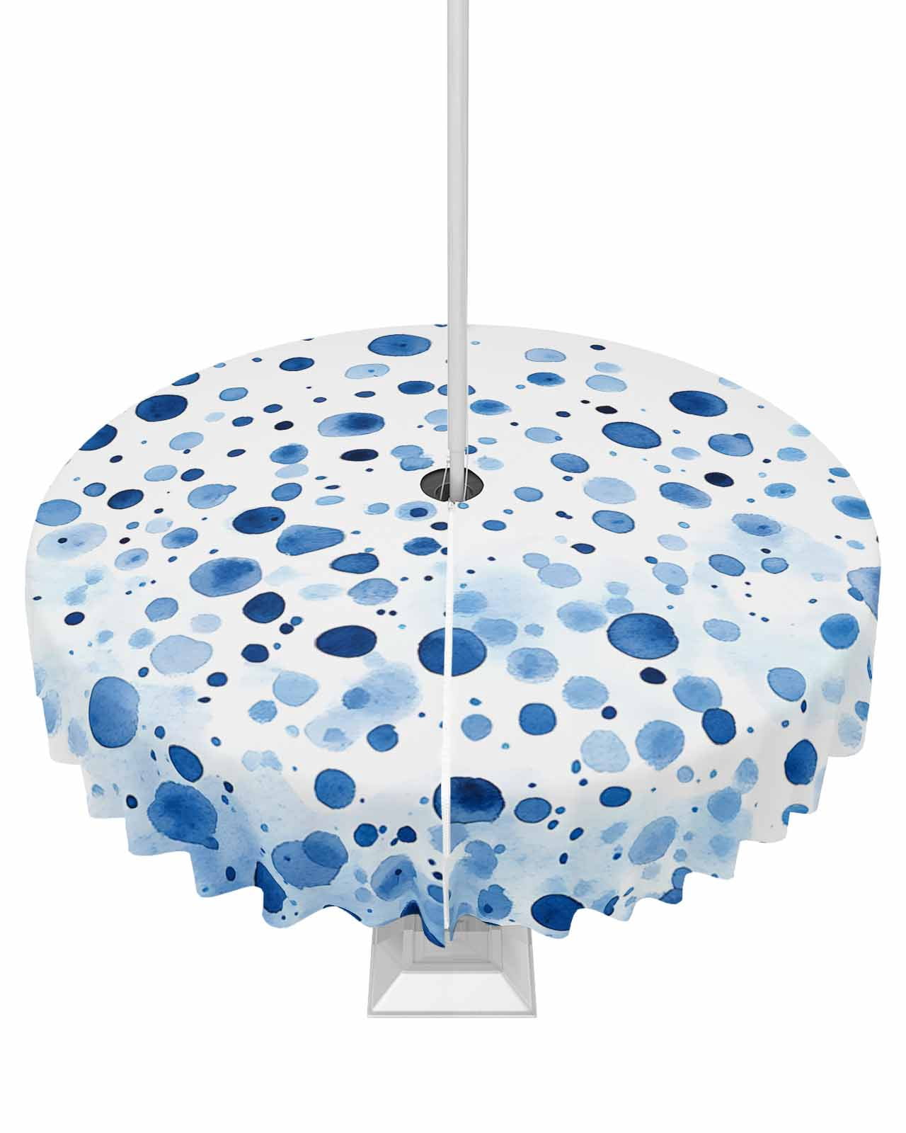 nqOlkjepod Blue Polka Dot Outdoor Tablecloth with Umbrella Hole ...