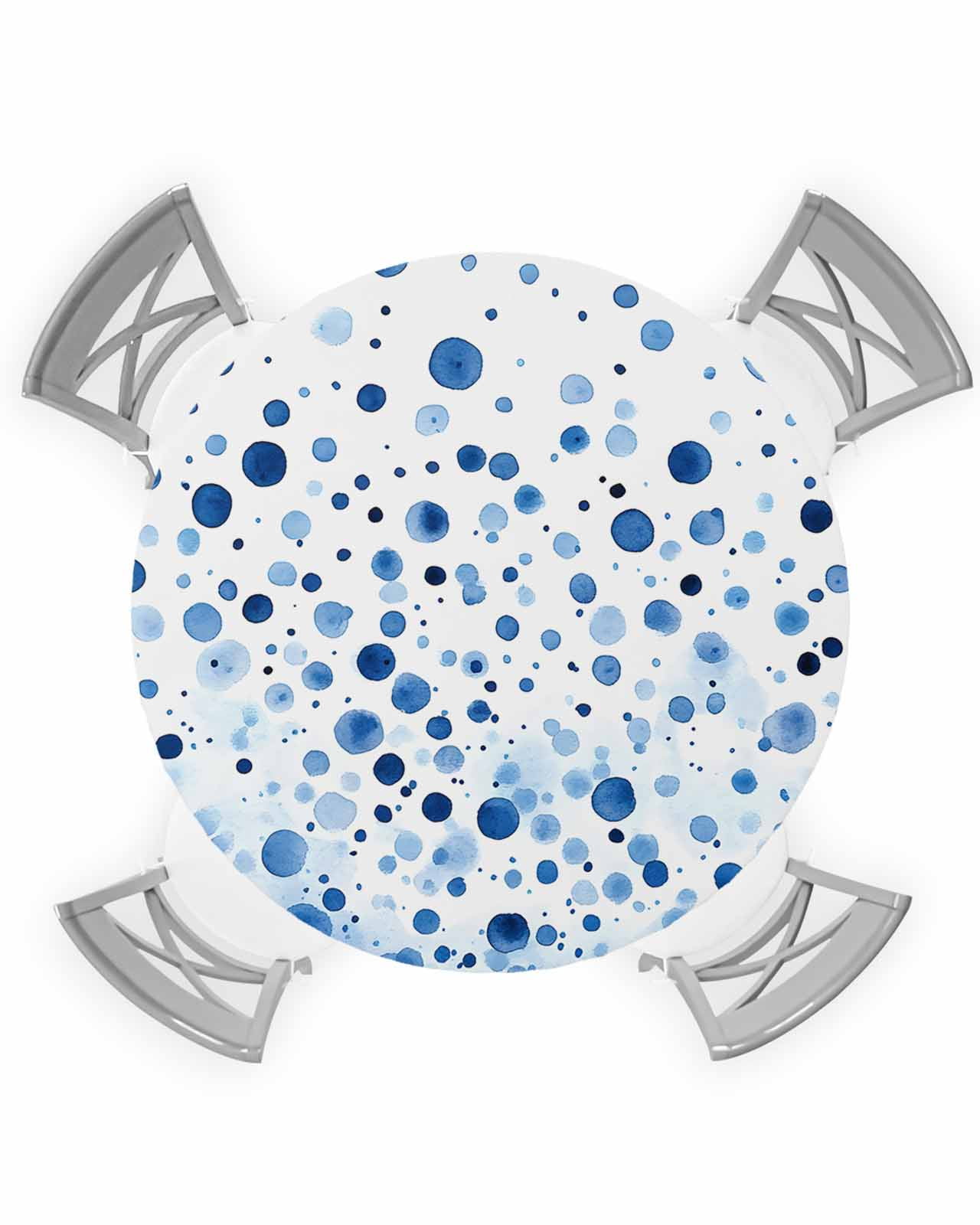 nqOlkjepod Blue Polka Dot Round Tablecloth, Fitted Table Cover with ...