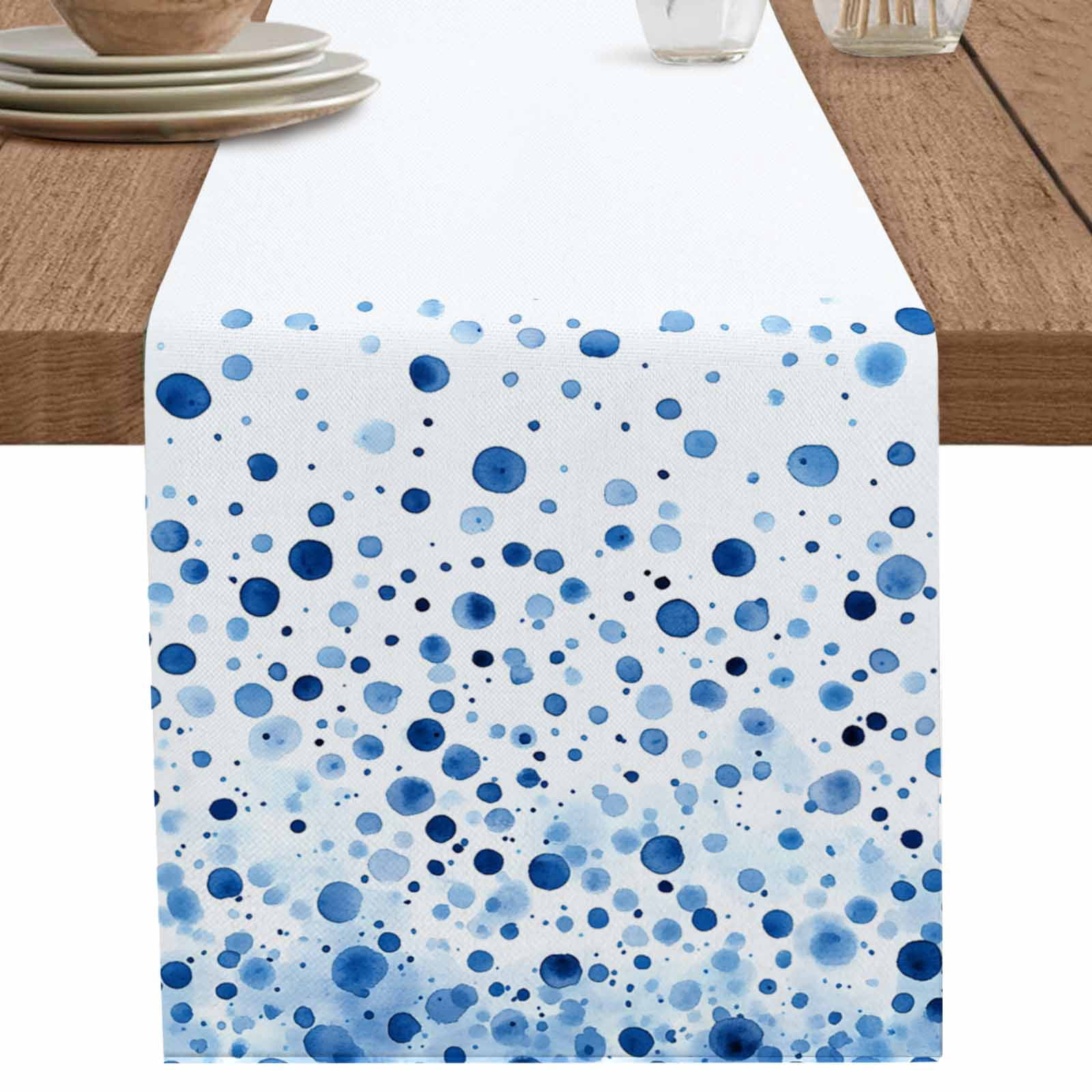 nqOlkjepod Blue Polka Dot Table Runner 72 Inches Long Farmhouse Dress ...